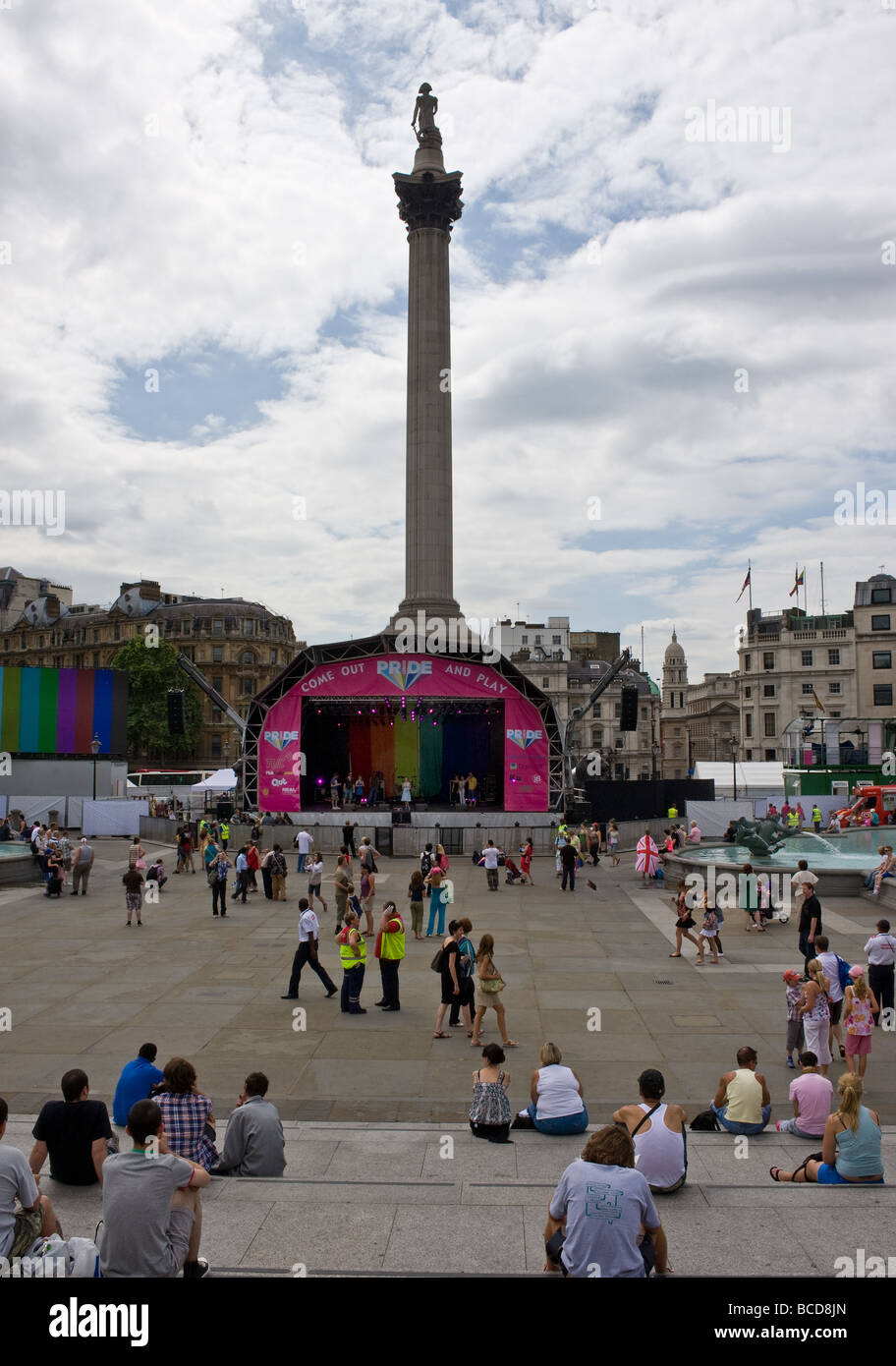 Preparations for the Gay Pride celebrations in Trafalgar Square in ...