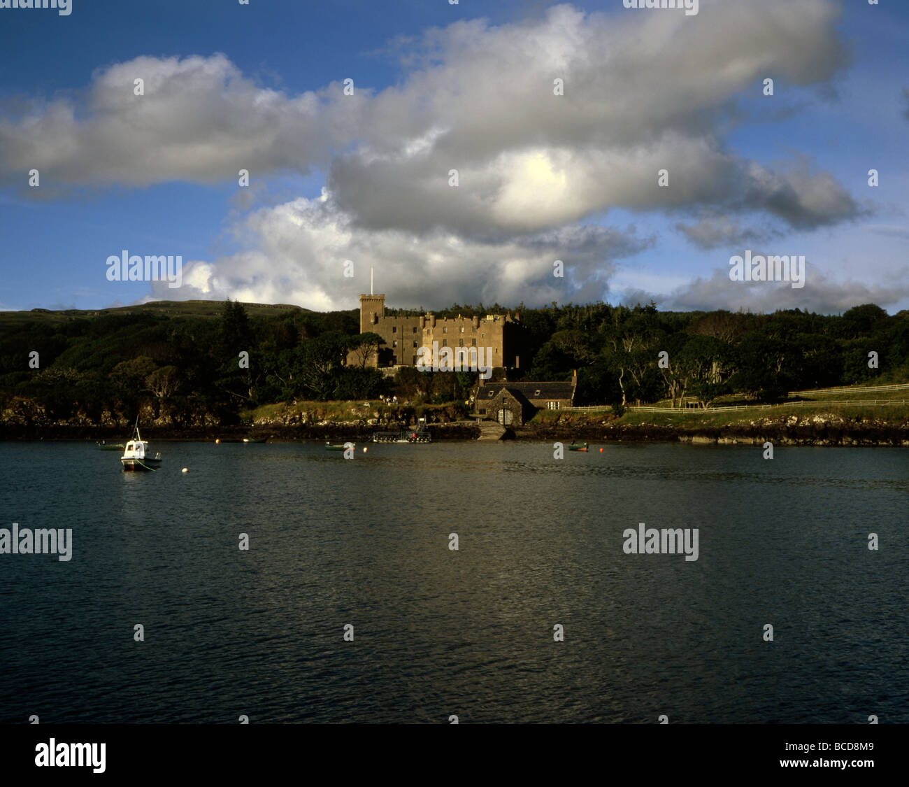 Dunvegan Castle the home of Clan McLeod standing above Loch Dunvegan ...