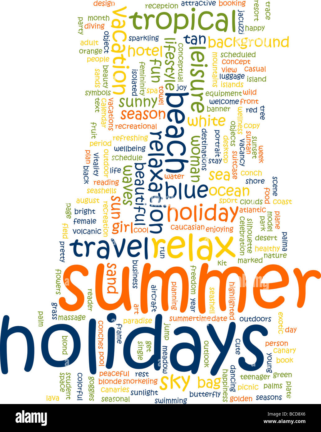 Word cloud concept illustration of summer holidays Stock Photo - Alamy