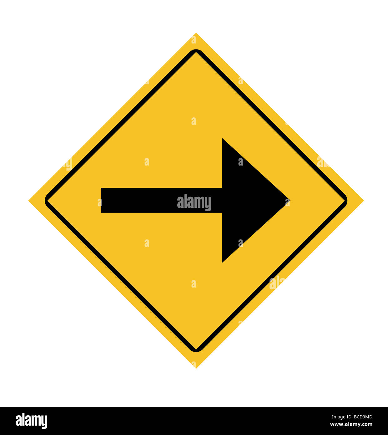 Traffic road sign with right turn arrow Stock Photo - Alamy