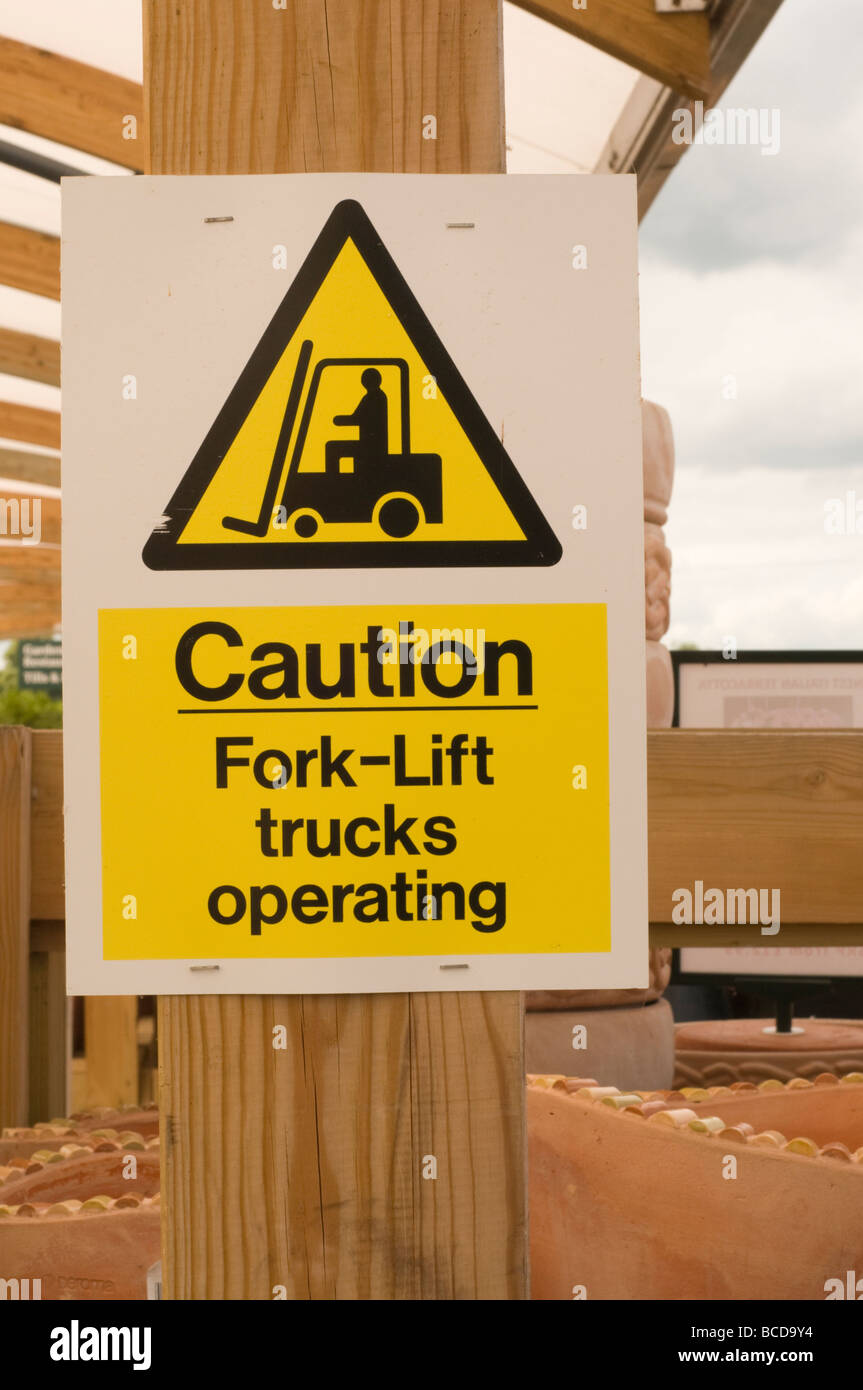 fork lift warning sign Stock Photo - Alamy