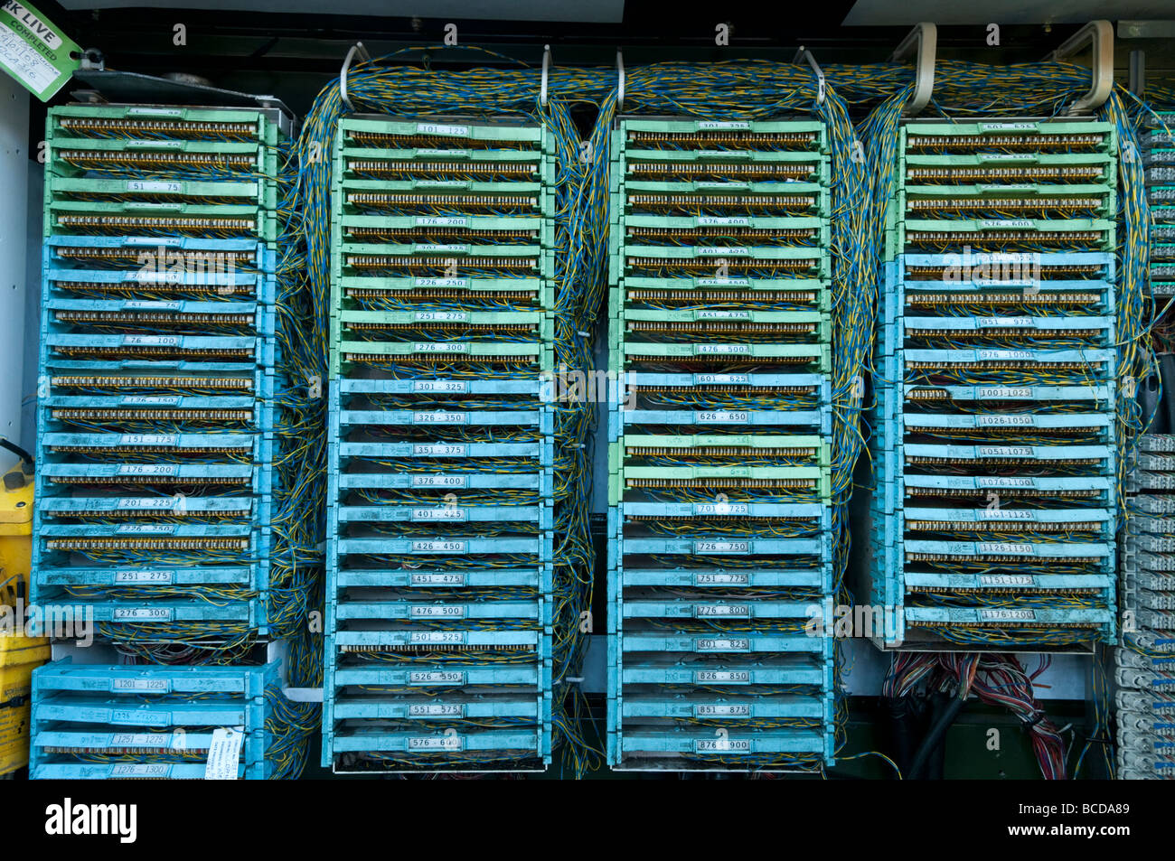 Telecommunications wires inside phone junction box, UK Stock Photo - Alamy
