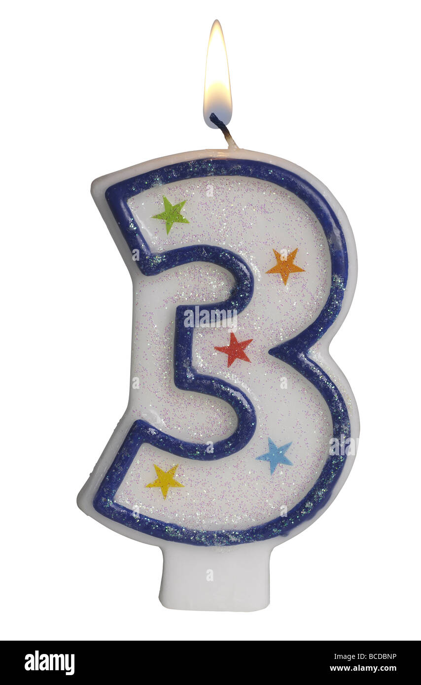 Number 3 birthday candle Stock Photo - Alamy