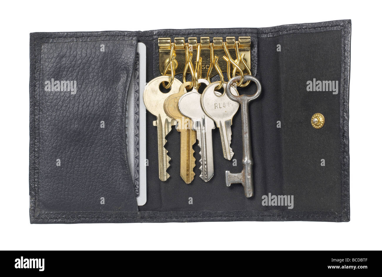 Key case with keys elevated view Stock Photo - Alamy