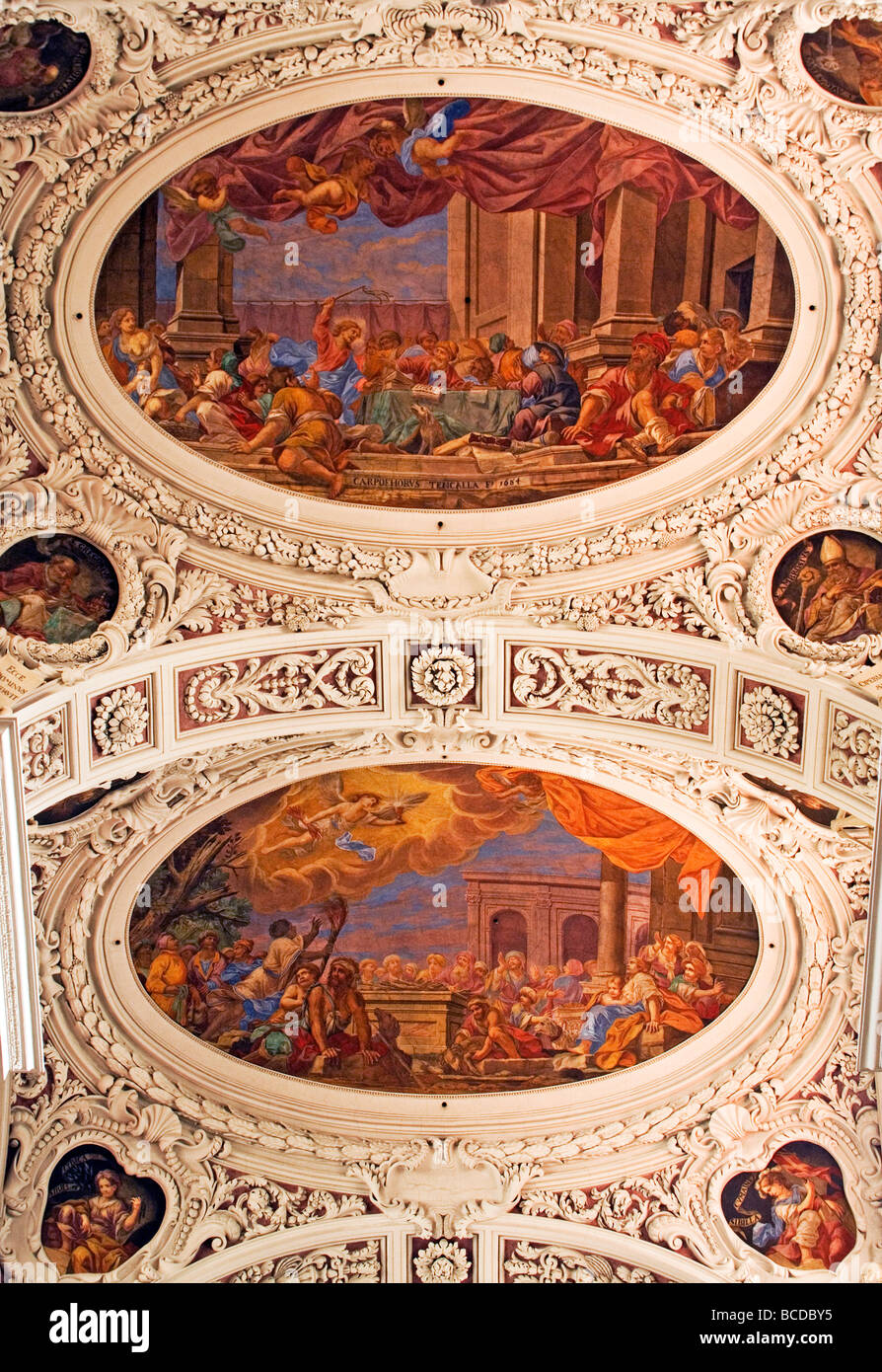 St. Stephan Cathedral, interior ceiling murals, in Passau Stock Photo ...