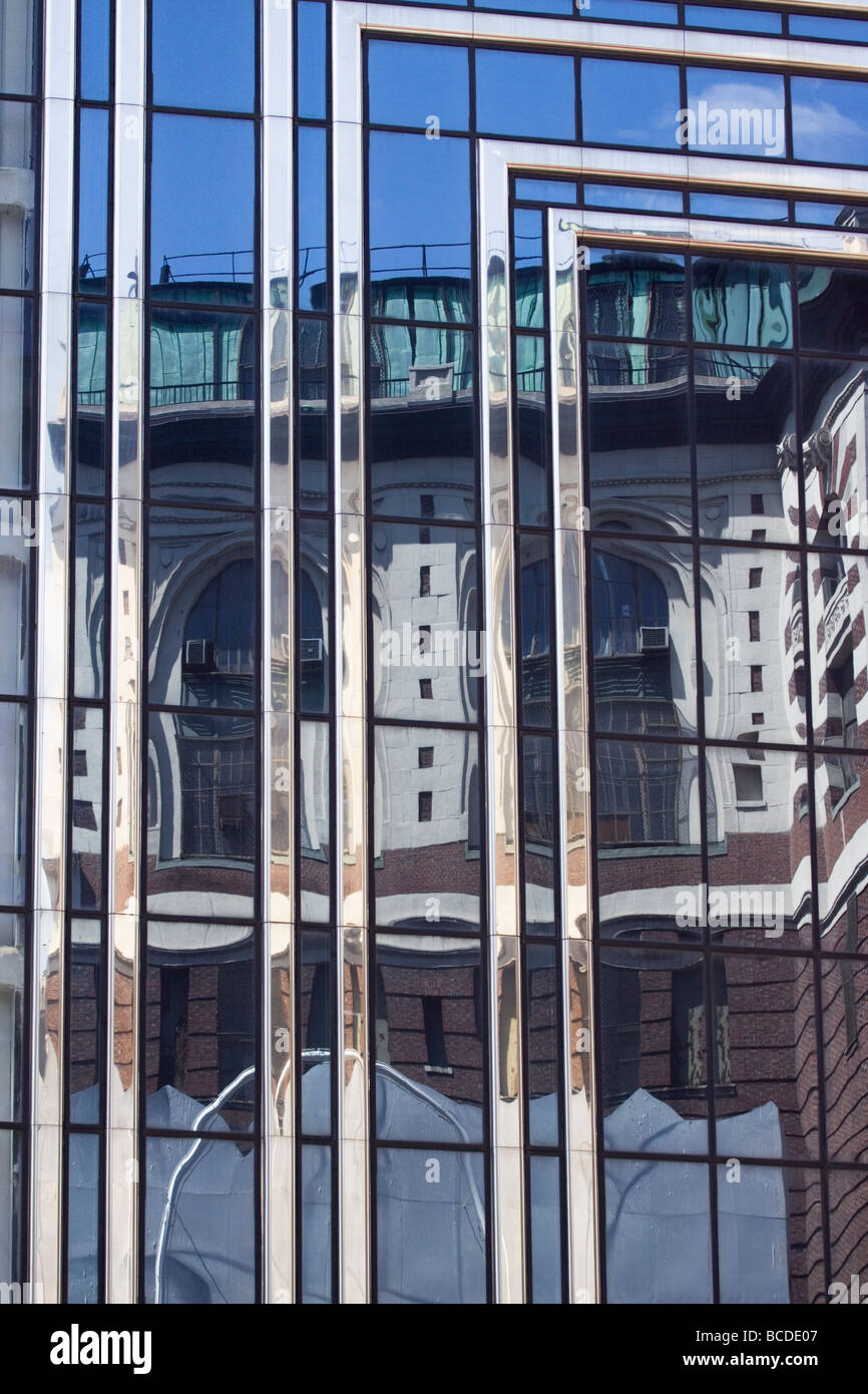 Reflection in a window on 34th Street, New York City, USA Stock Photo ...