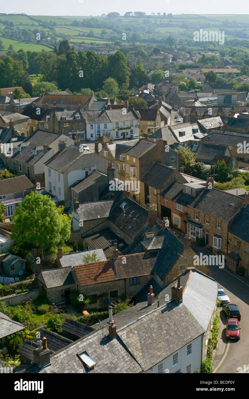 Beaminster in Dorset viewed from the church tower Stock Photo - Alamy