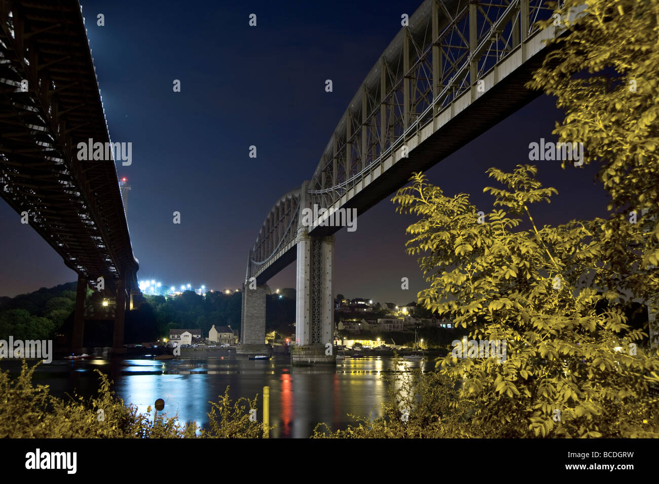 Tamar Crossings at Night Stock Photo - Alamy