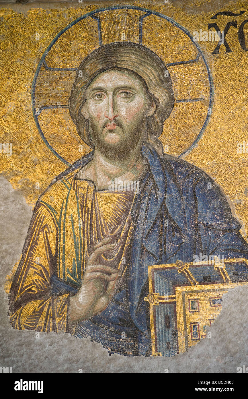 The mosaic depicts Christ from the Deesis panel in Aya Sofya Istanbul ...