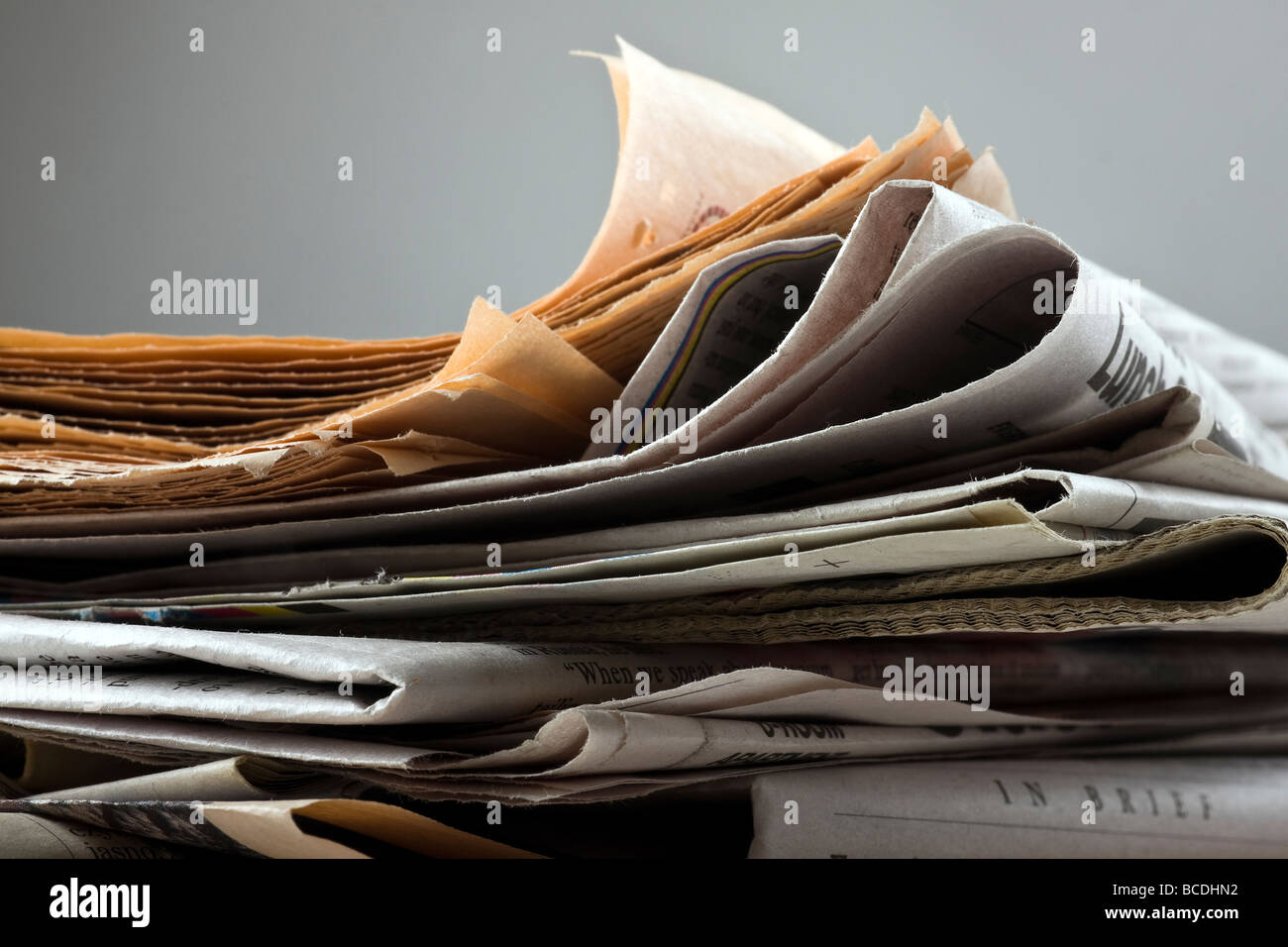 The big stack of old business newspapers Stock Photo - Alamy