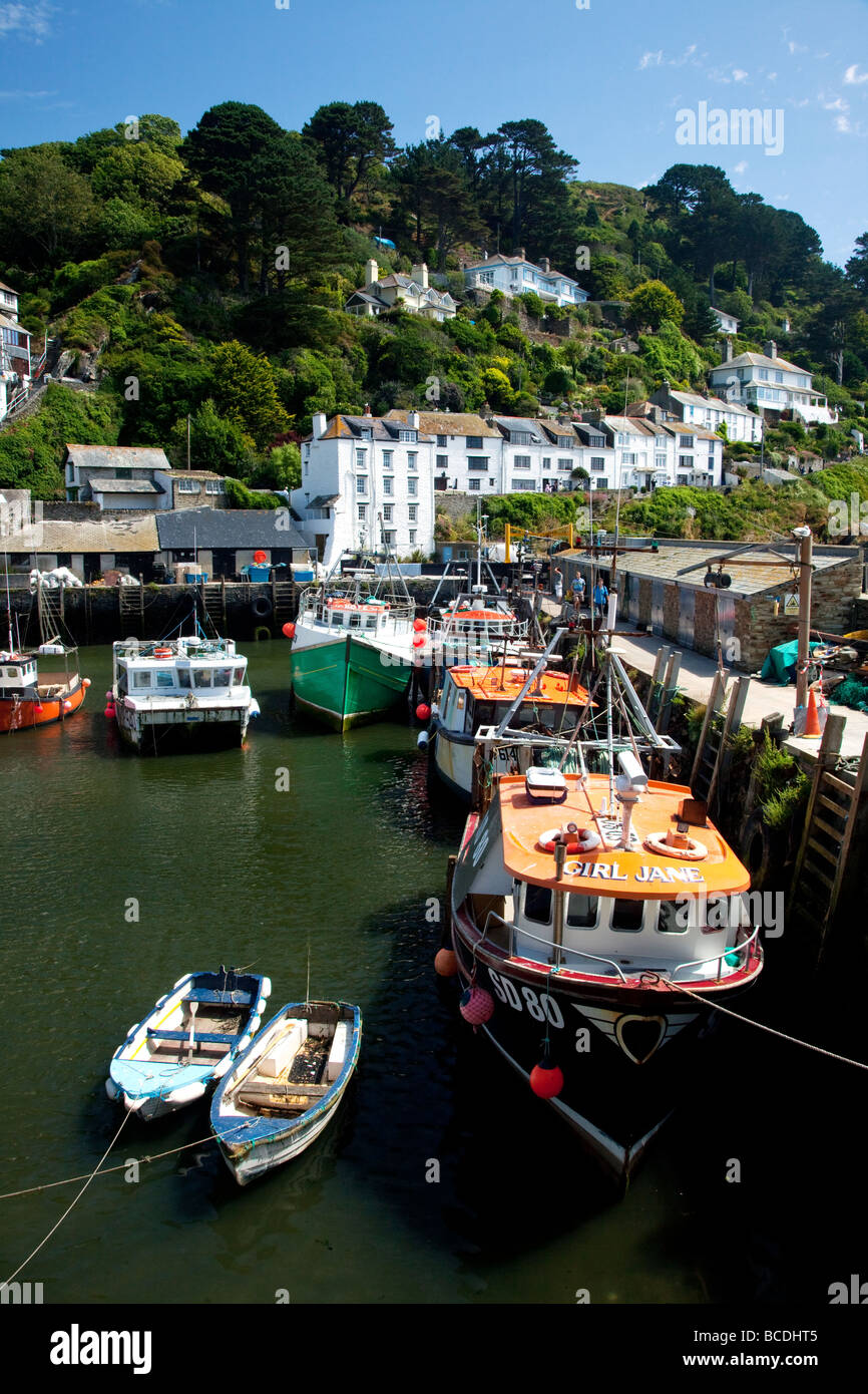 Fishing fleet in the harbour at Polperro Villa, Cornwall Stock Photo ...