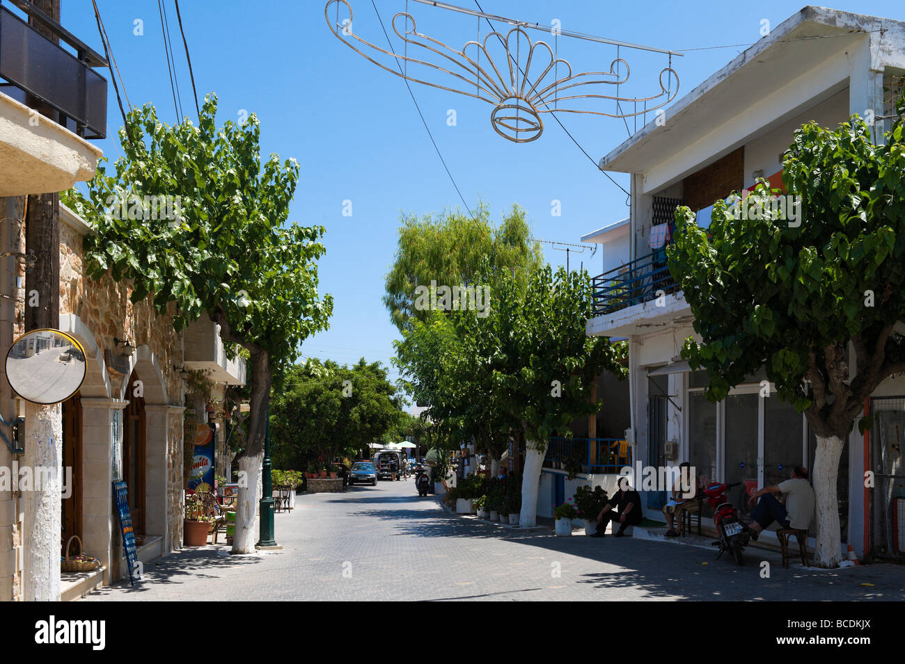 Main Street, Old Hersonissos Village, North Coast, Crete, Greece Stock ...