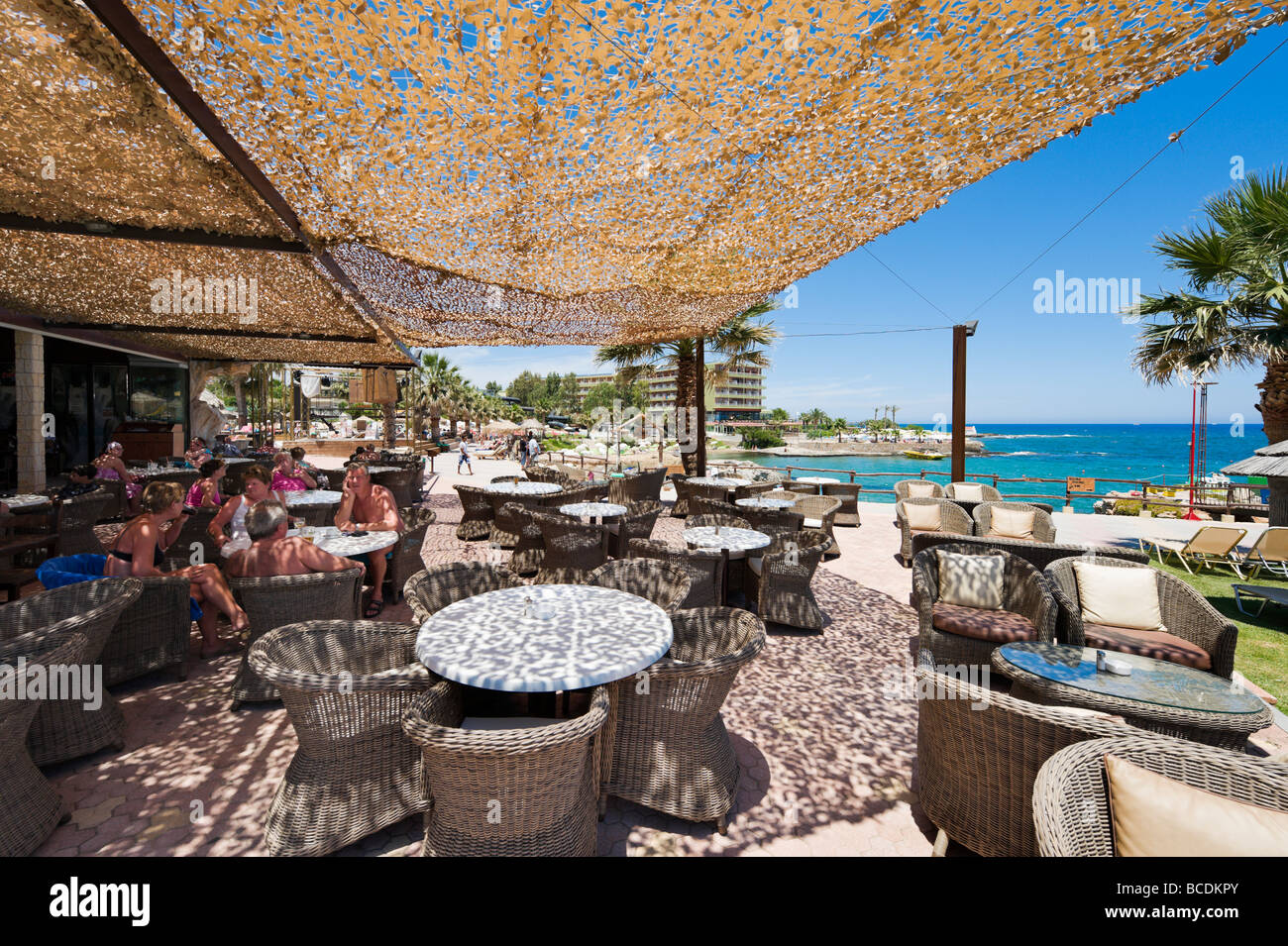 Cafe at the Star Beach Water Park, Hersonissos, North Coast, Crete ...
