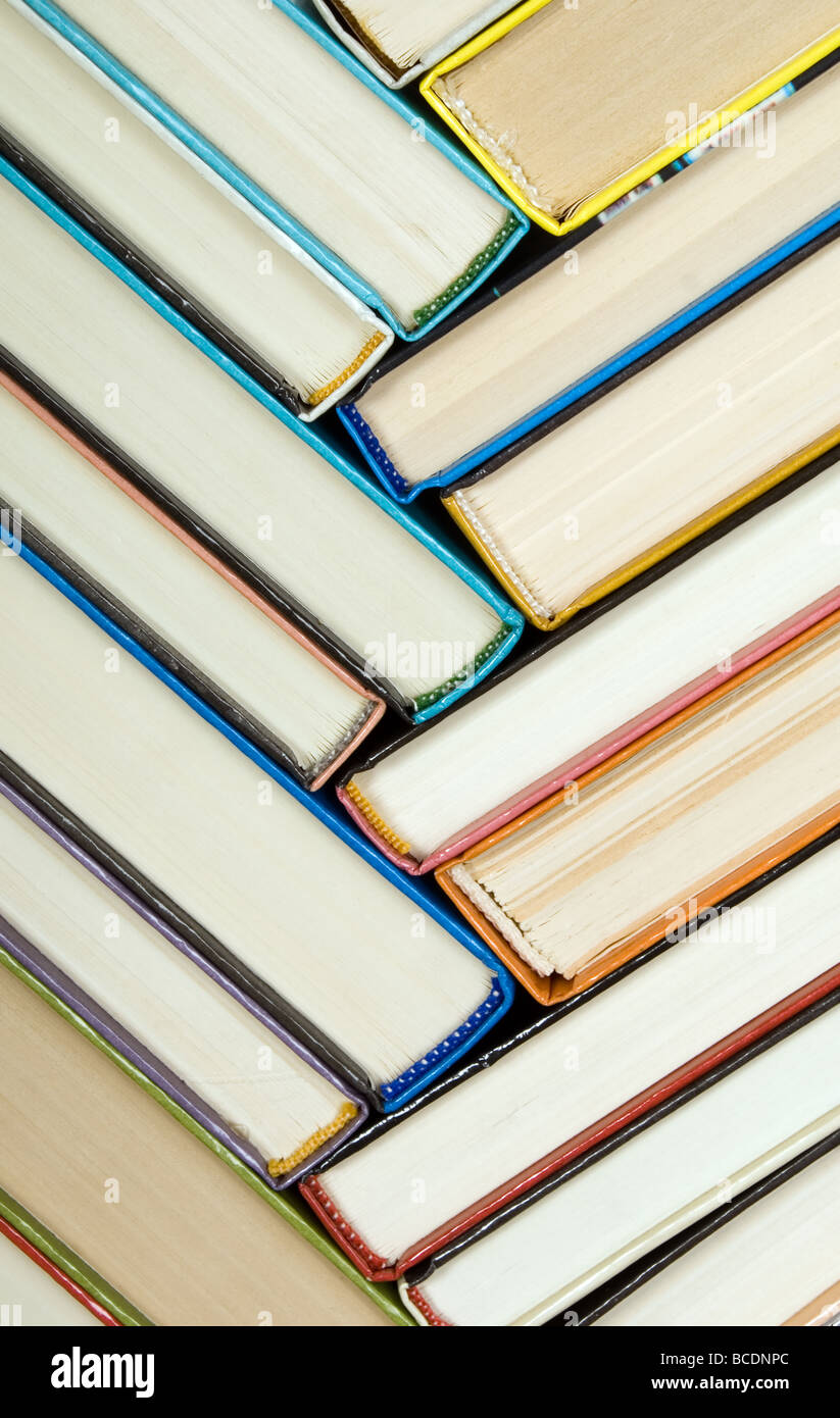 Nice angled composition of many colorful books Stock Photo - Alamy