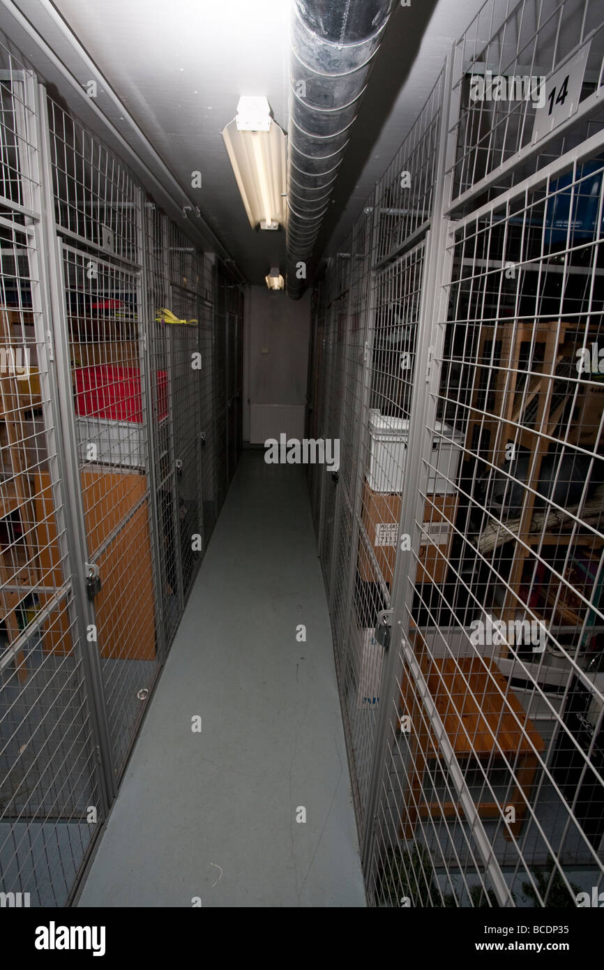 Storage lockers in basement , Finland Stock Photo - Alamy