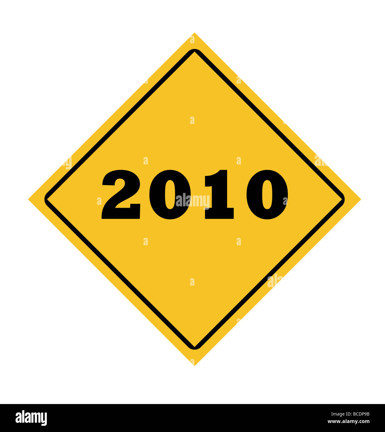 Year 2010 road sign isolated on white background Stock Photo - Alamy
