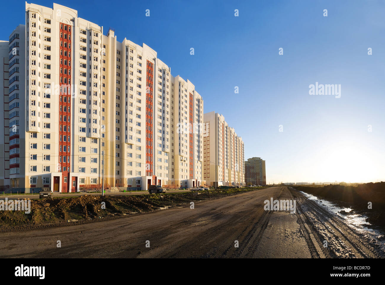 New buildings panorama Sunset light Stock Photo - Alamy