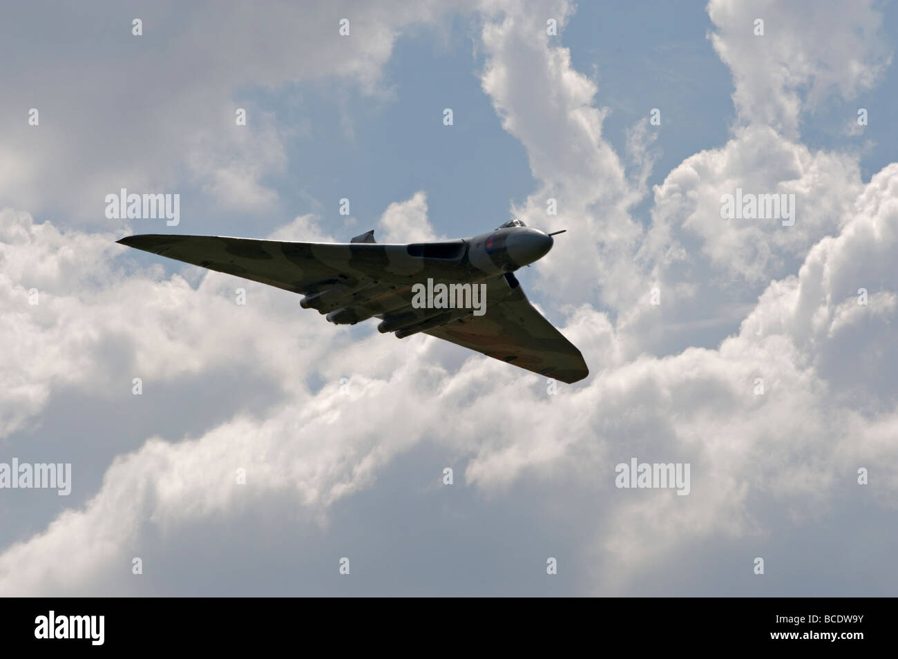 The restored Avro Vulcan B2 bomber, XH558, airborne at Biggin Hill ...