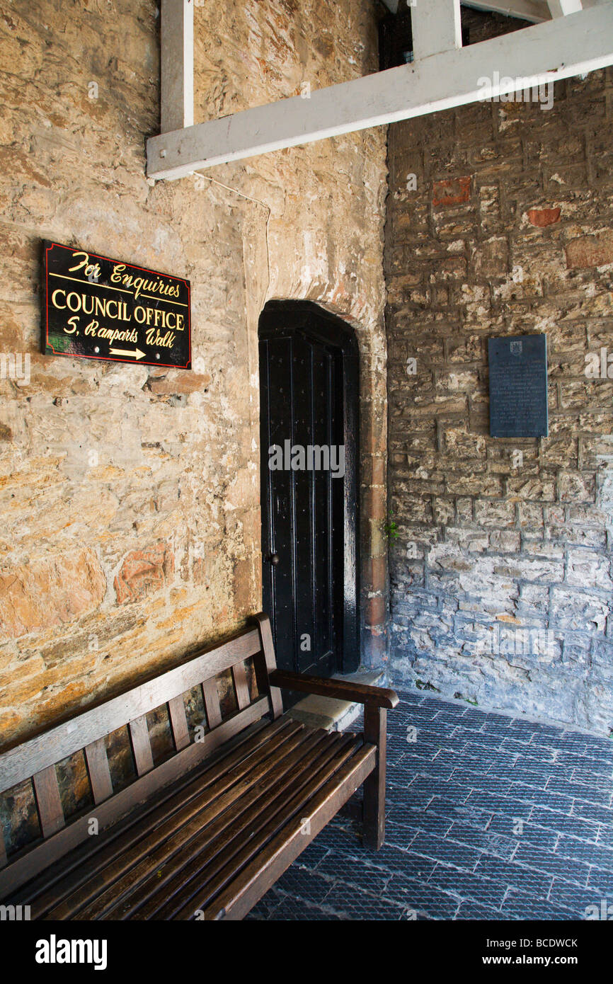 16th Century Guildhall on Ramparts Walk Totnes Devon England Stock ...