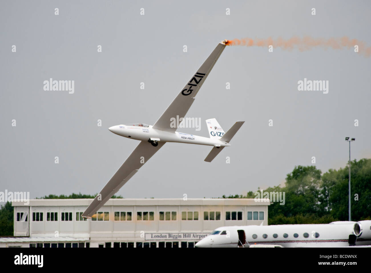 S-1 swift aerobatic glider manouvering for landing after giving an ...