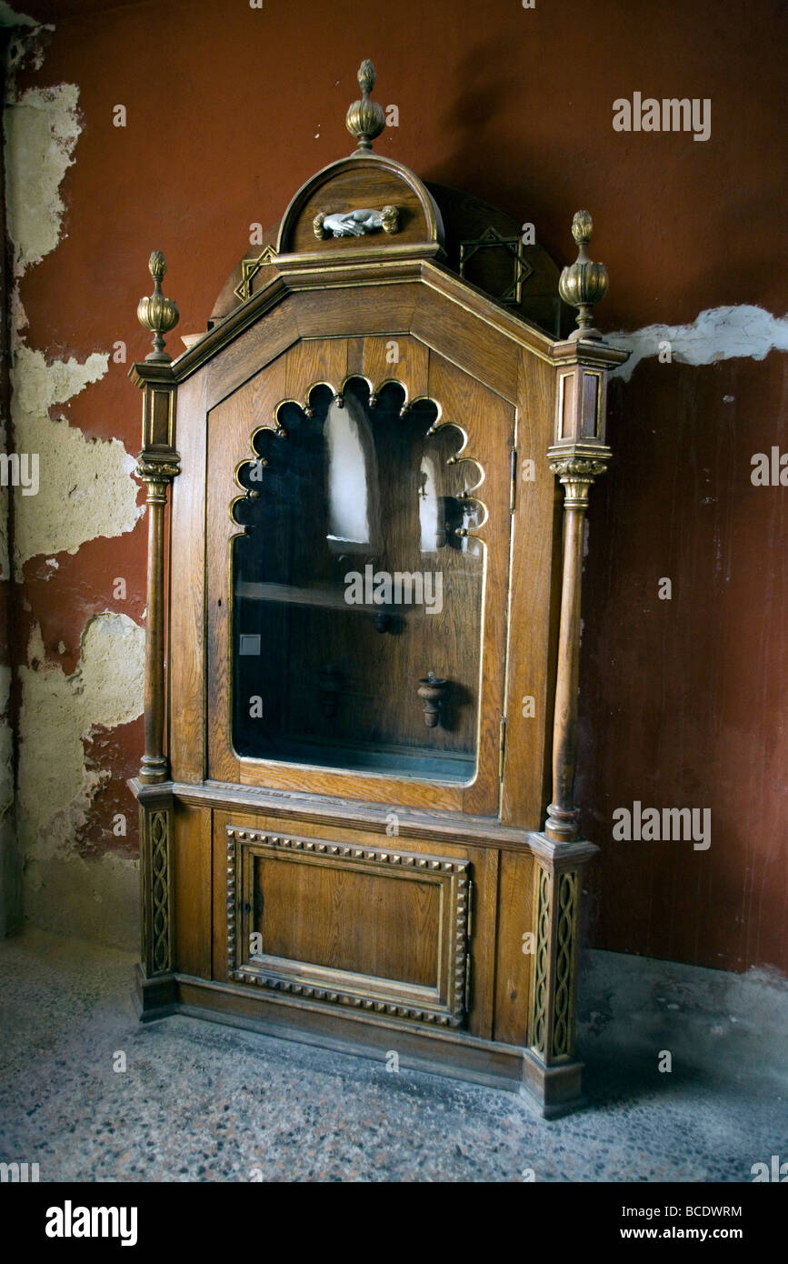 A cabinet containing religious artefacts in the Synagogue Pecs Hungary ...