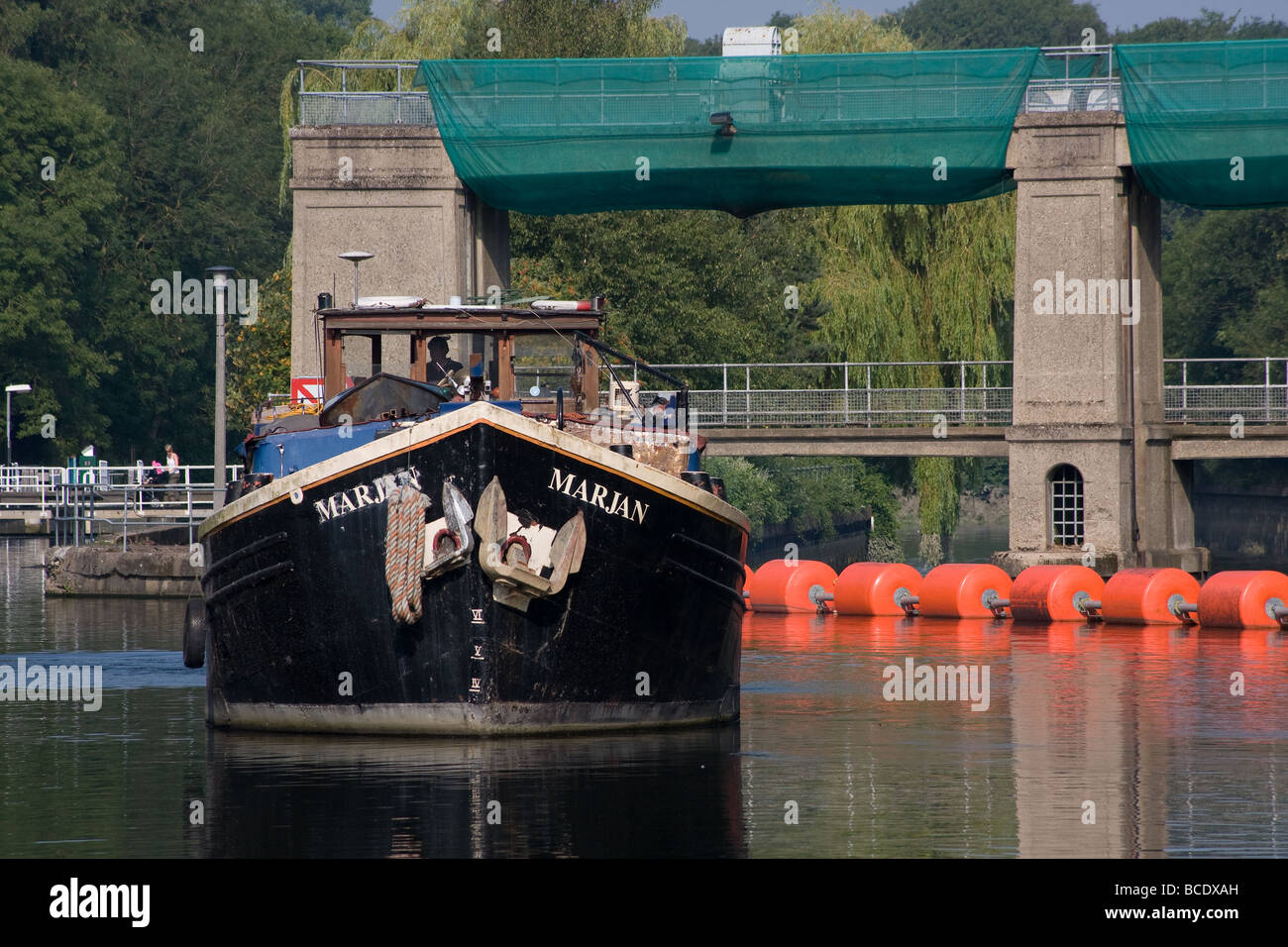 leisure boating Allington Lock River Medway Maidstone Kent England UK ...