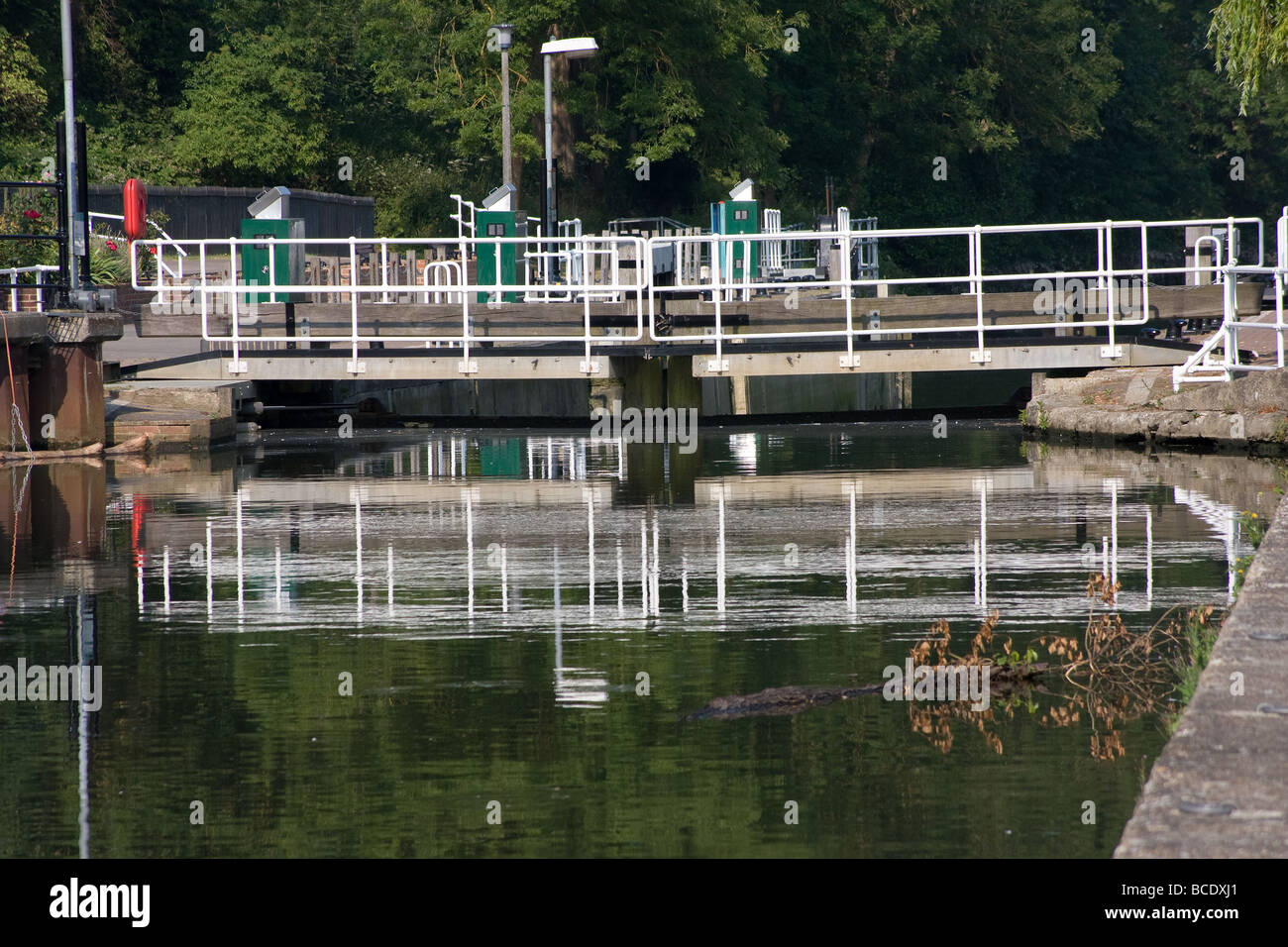 leisure boating Allington Lock River Medway Maidstone Kent England UK ...
