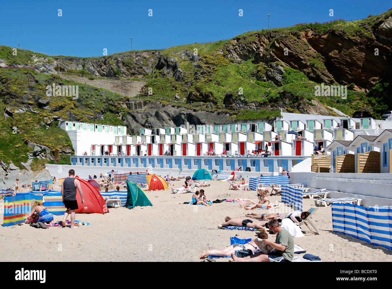 tolcarne beach and cliffs, newquay, cornwall, uk Stock Photo - Alamy