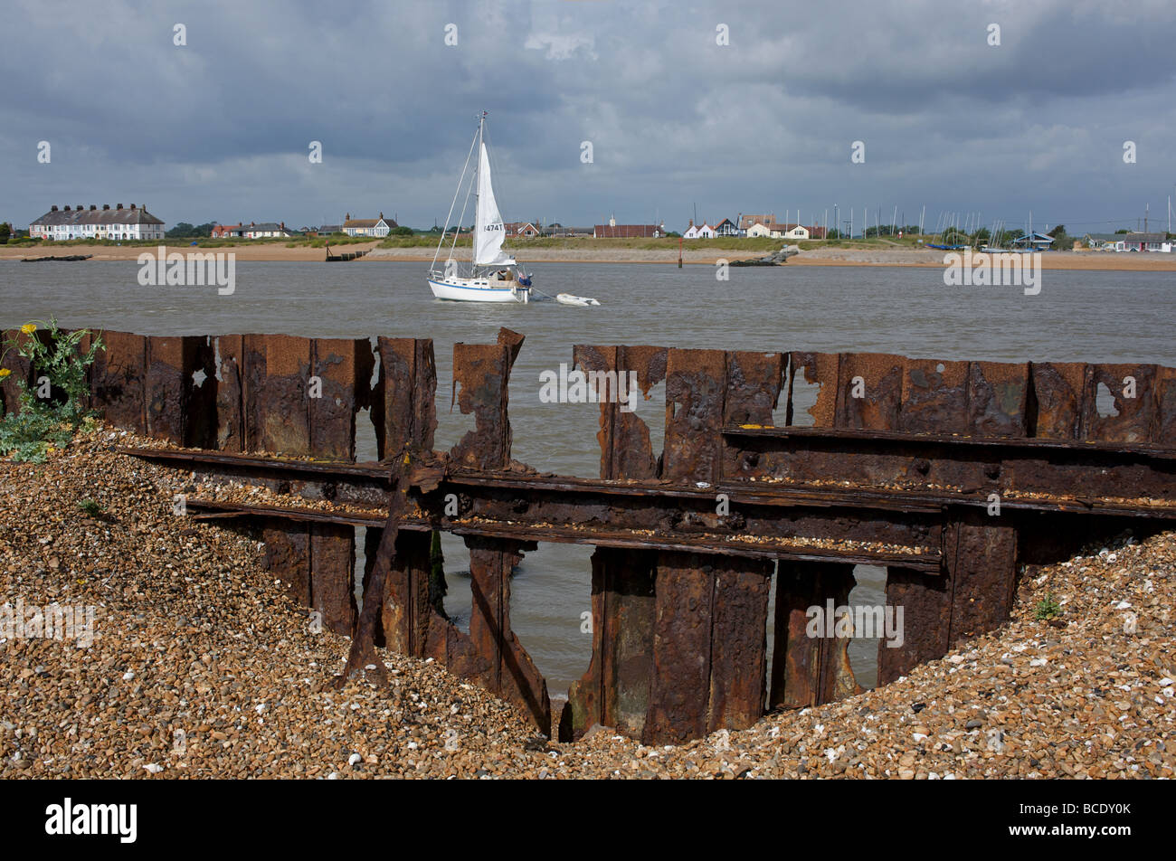 Rusted and damaged river barrier Stock Photo - Alamy