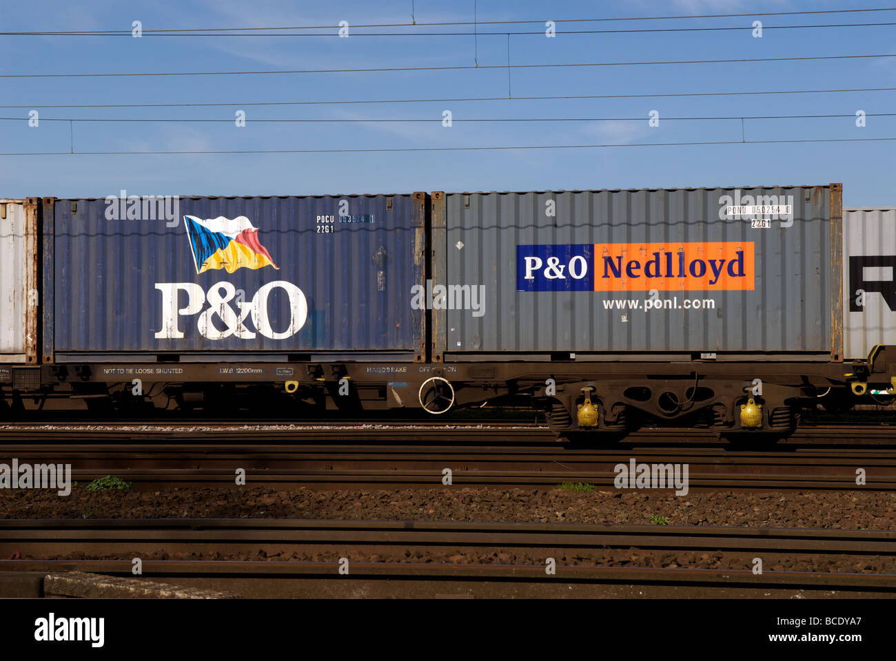 Rail container freight Stock Photo - Alamy