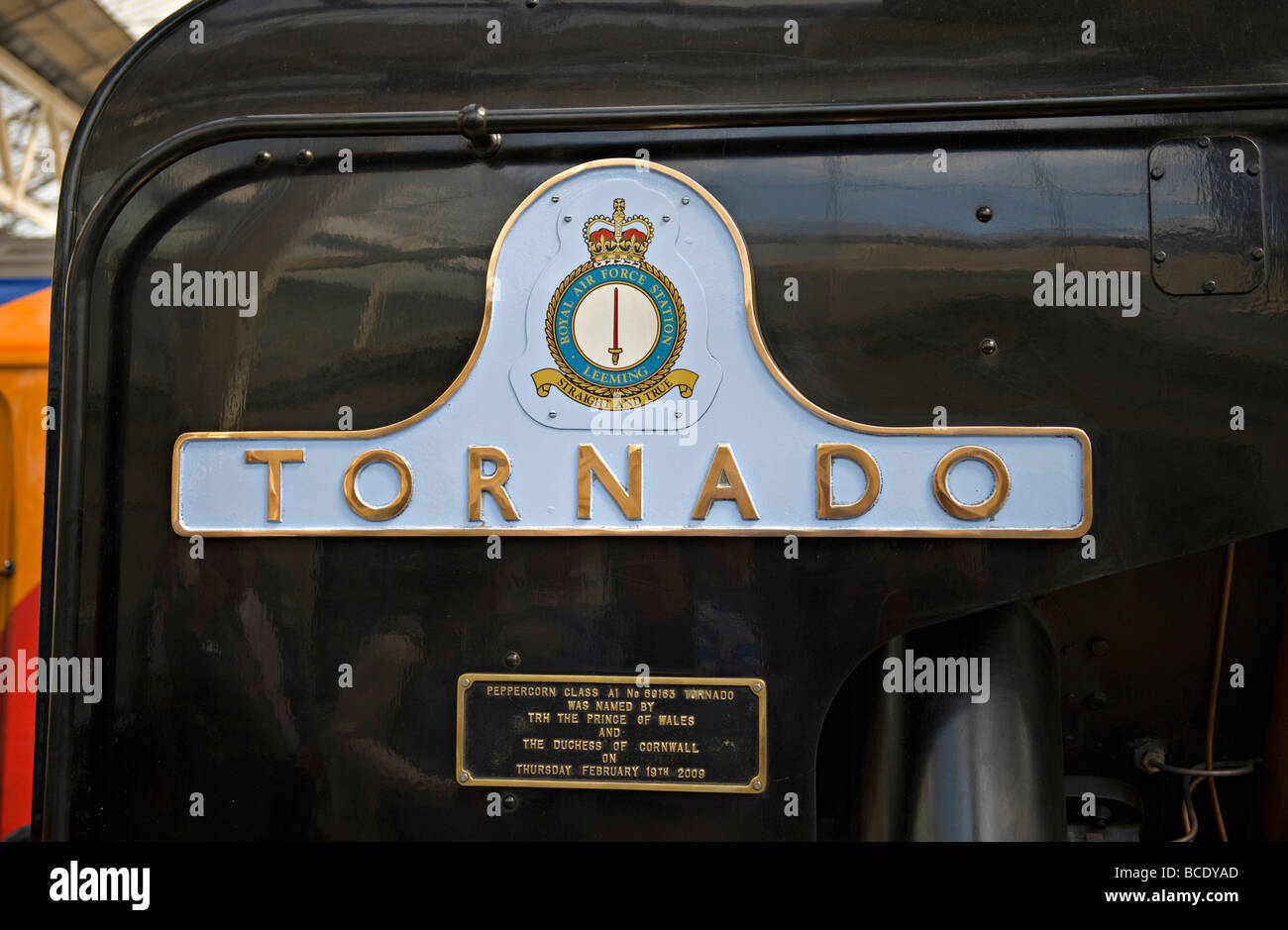 The nameplate on the new A1 class steam locomotive "Tornado" at ...