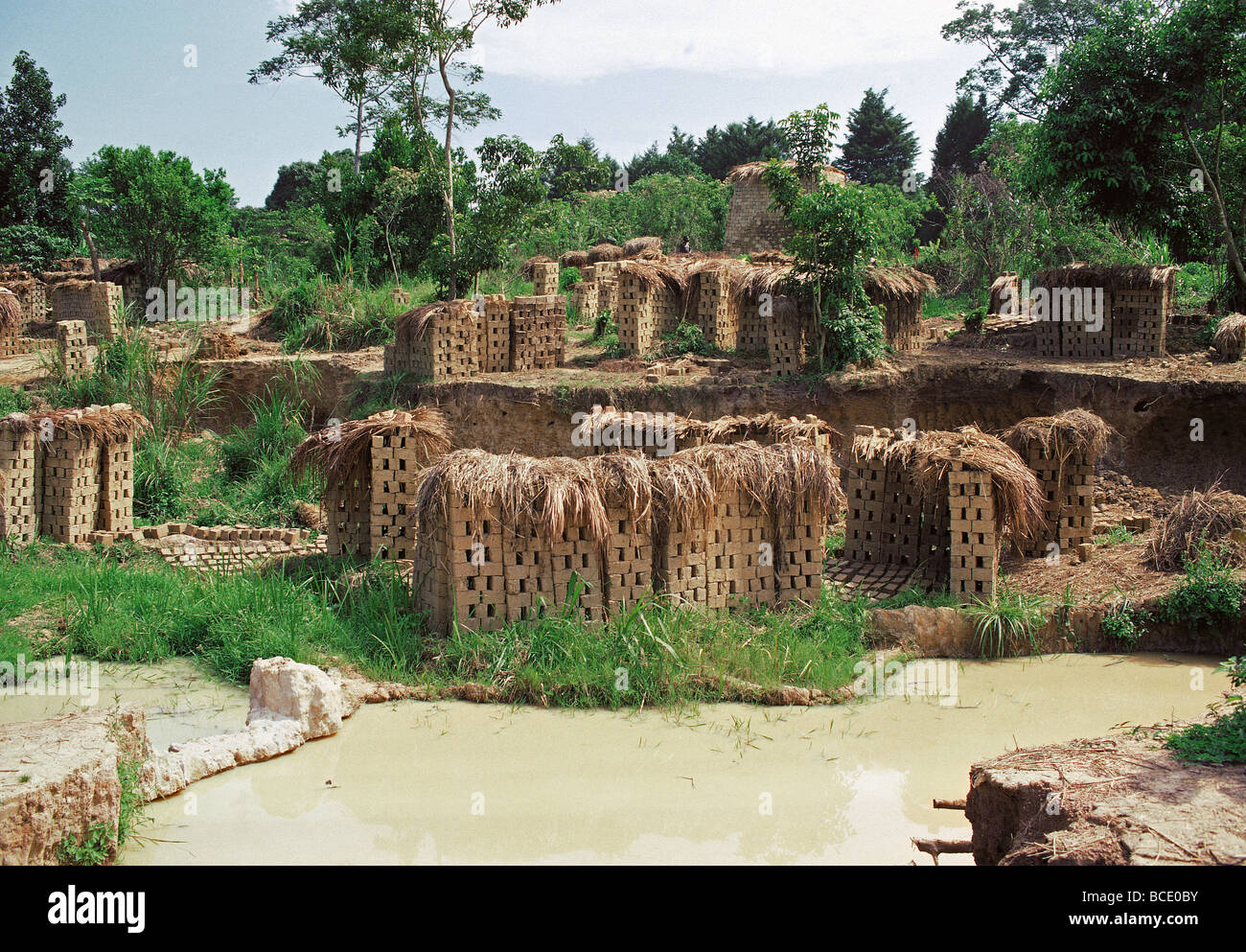 Brick making factory on Kampala Jinja road Uganda East Africa Stock ...