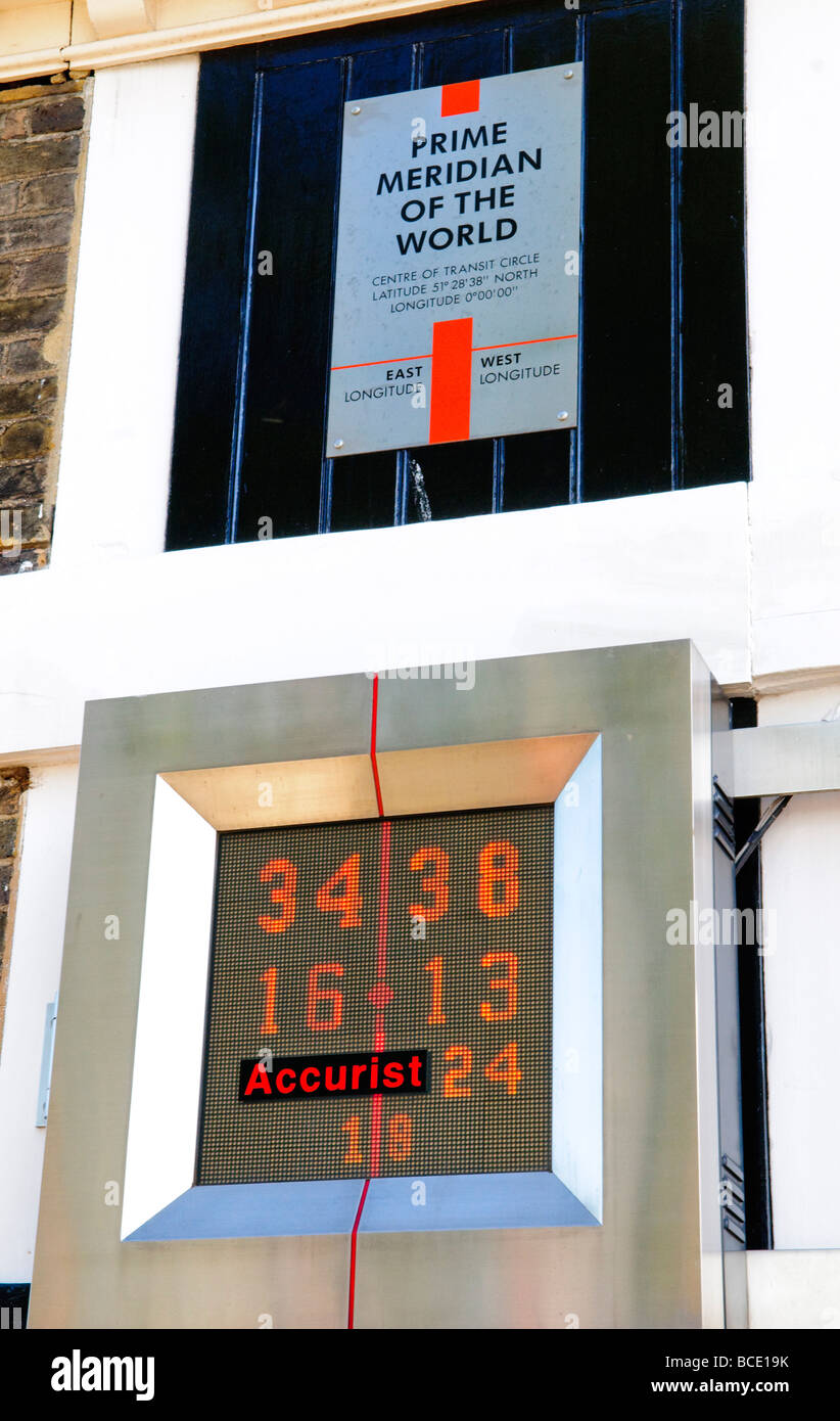 LONDON, UK - The plaque of the Prime Meridian of the World, which is ...