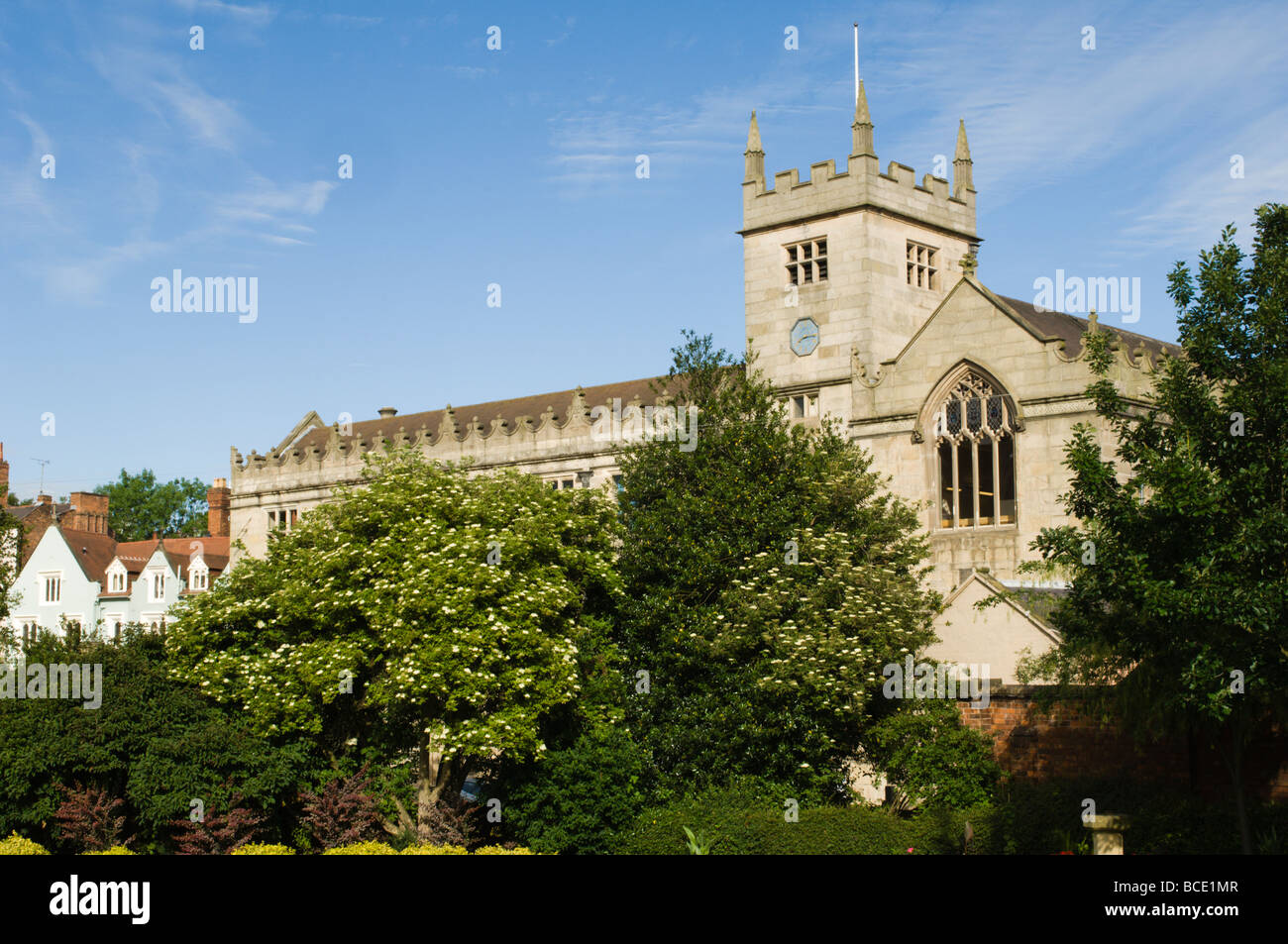Shrewsbury library from the castle gardens Stock Photo - Alamy