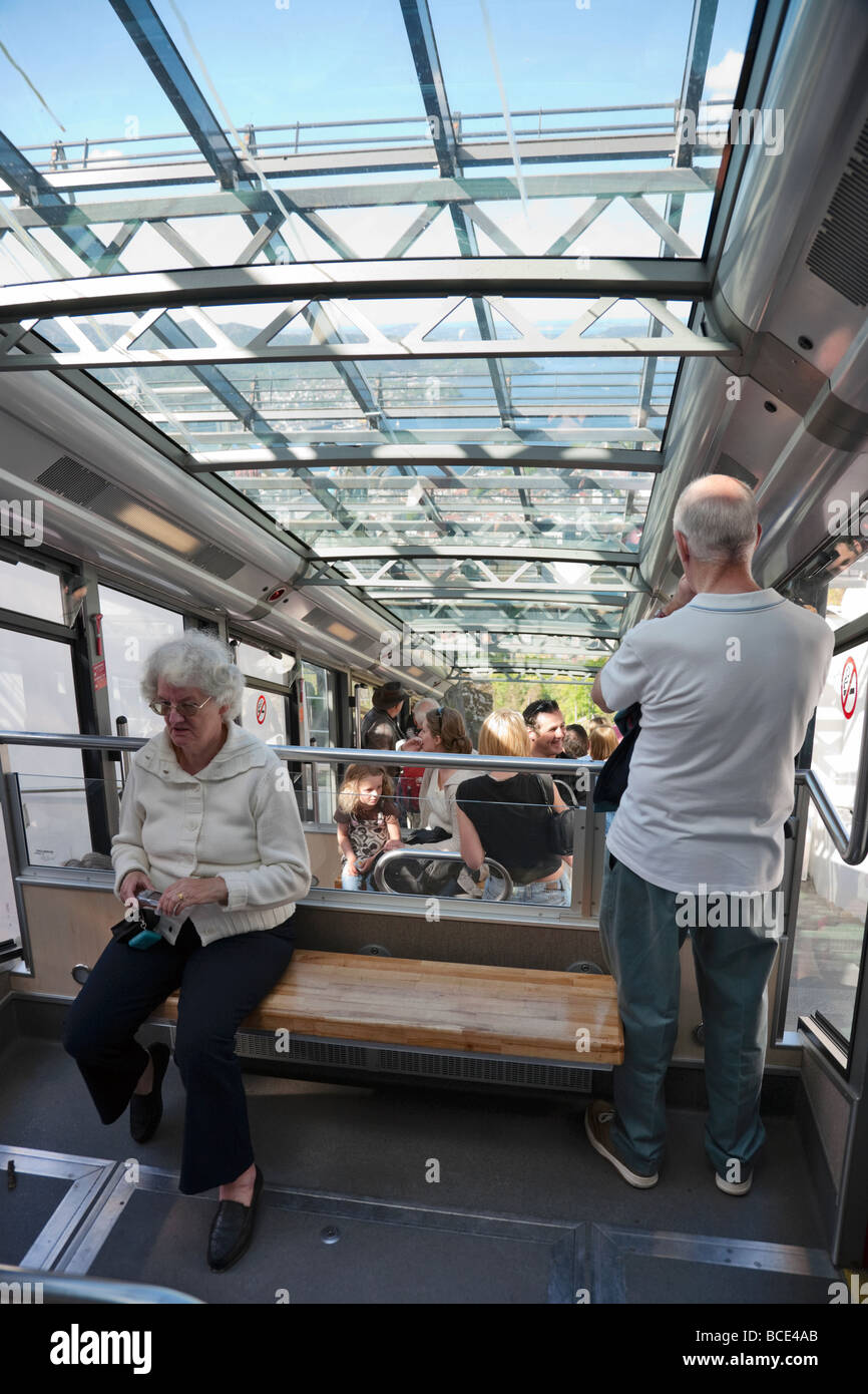Passenger inside a funicular Stock Photo - Alamy