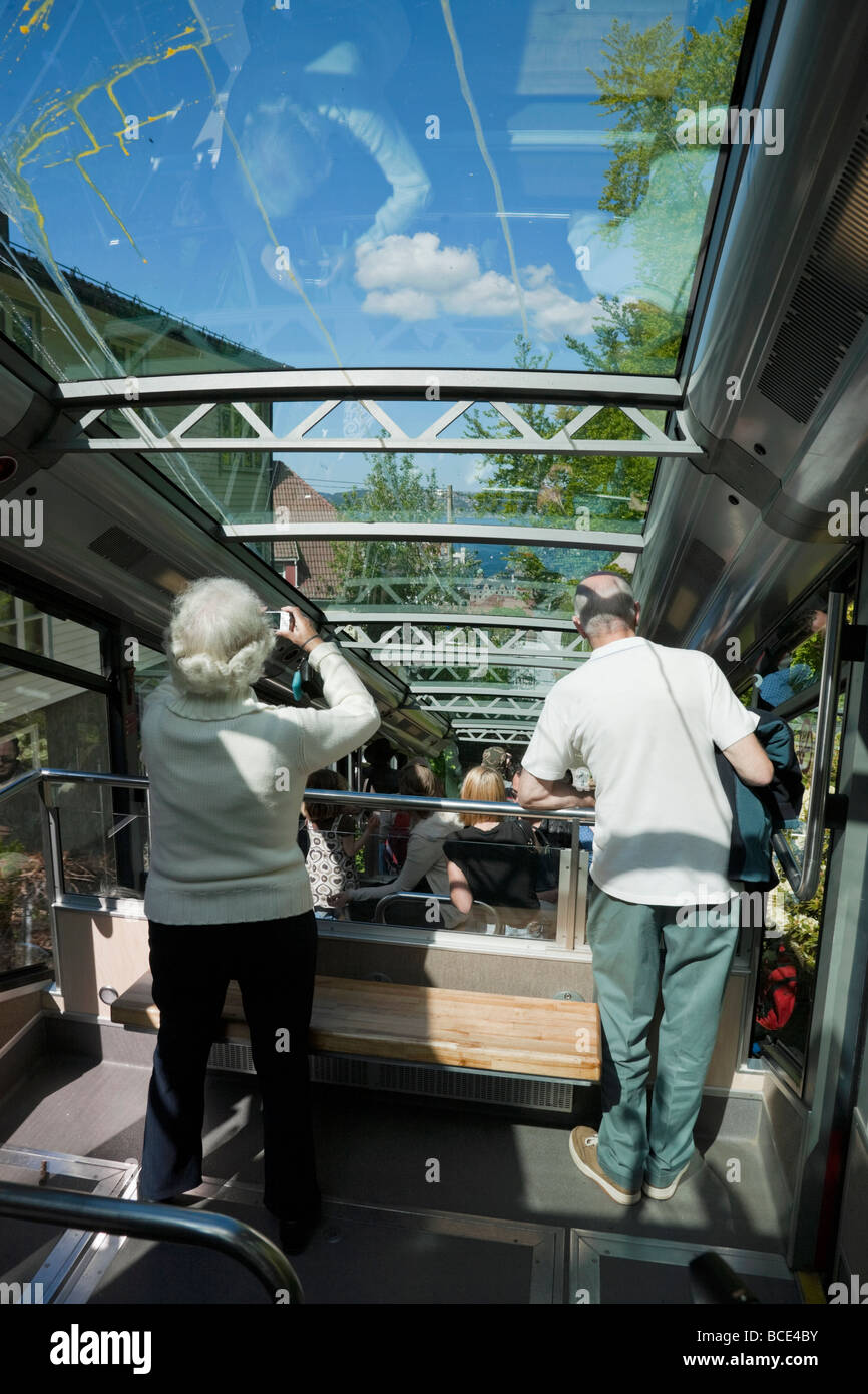 Passenger inside a funicular Stock Photo - Alamy