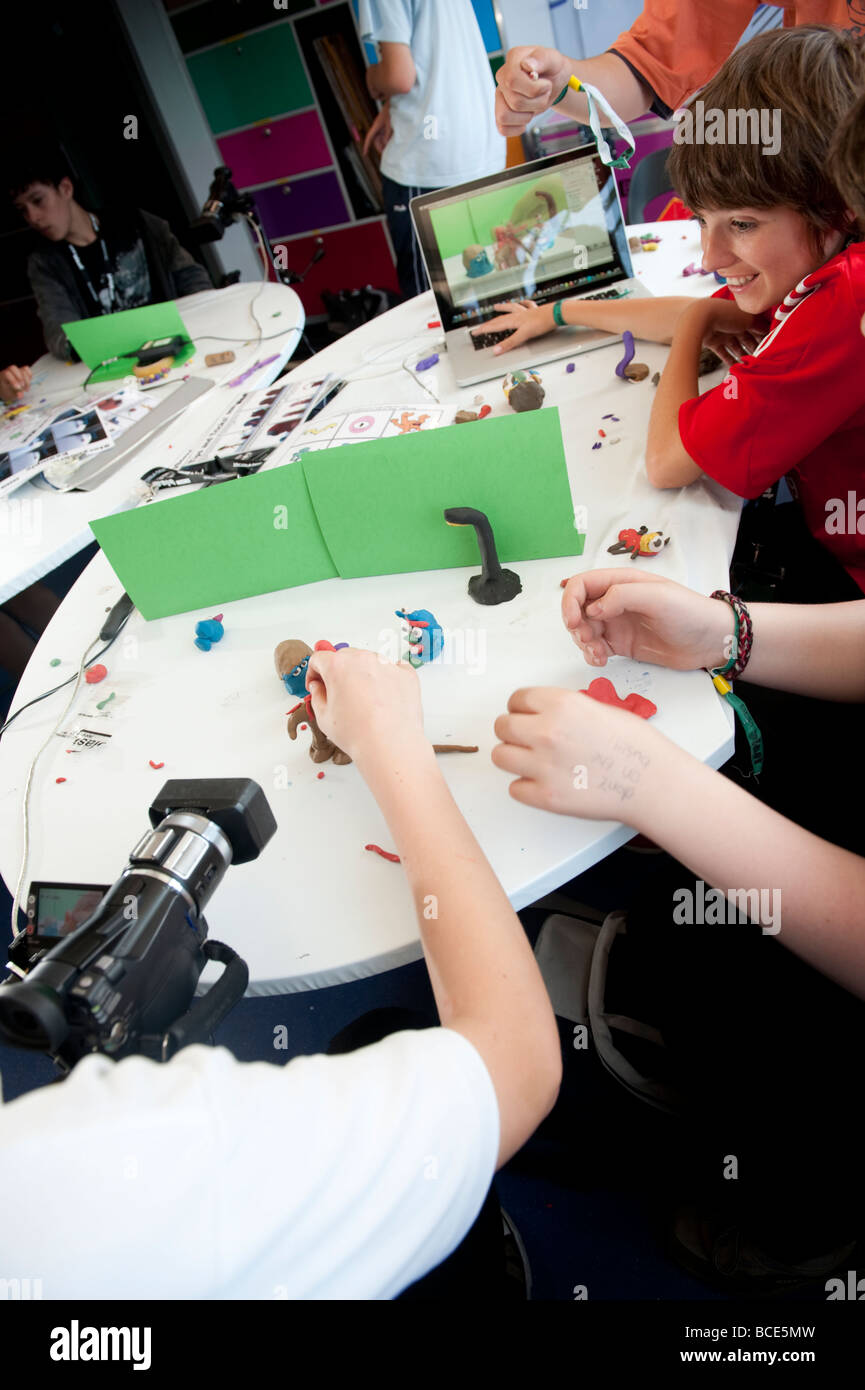 Boys making a simple claymation animated video at the BBC Blast ...