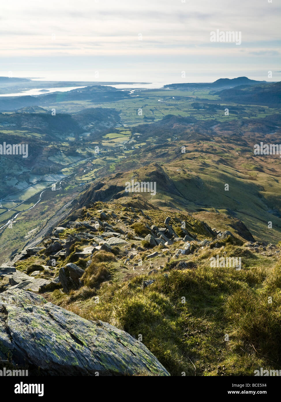 The view out to Cardigan Bay from the summit of Cnicht near Croesor ...