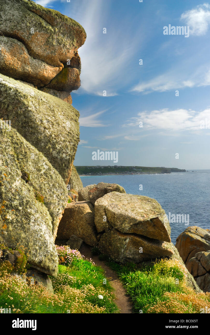 Rock formation on the south west coastal path near Sennen cove ...
