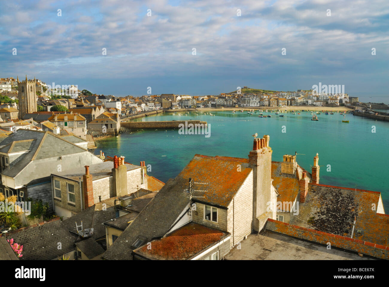 St Ives harbour early morning cornwall m england UK Stock Photo - Alamy