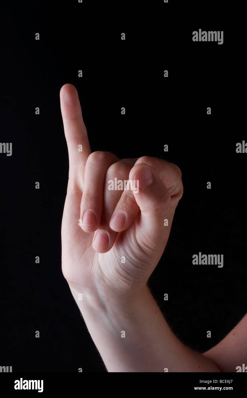 American Sign Language letter J Stock Photo - Alamy