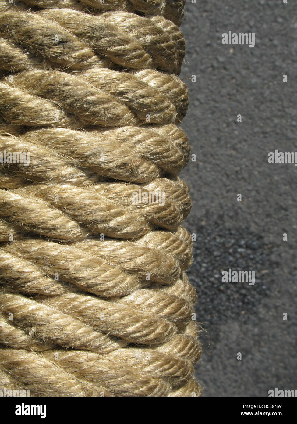 close up of coiled rope on winch on four wheel drive vehicle Stock ...