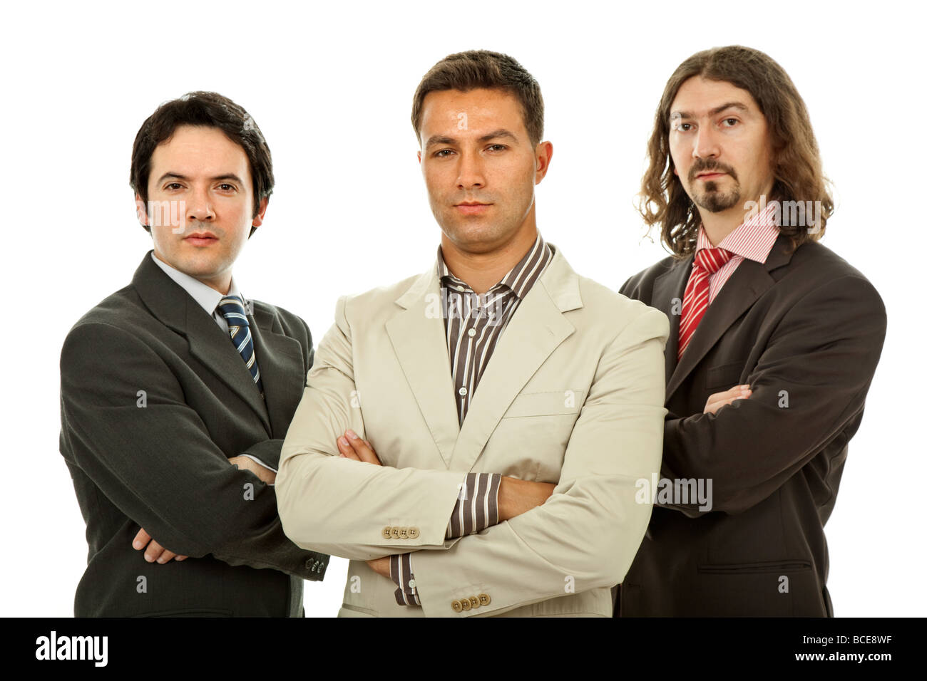 three business men isolated on white background Stock Photo - Alamy