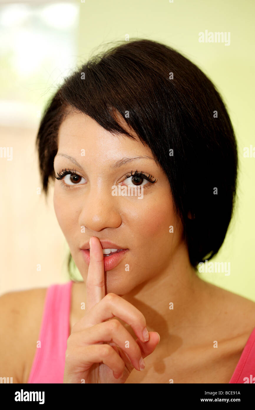 Secret Young Woman Model Released Stock Photo - Alamy