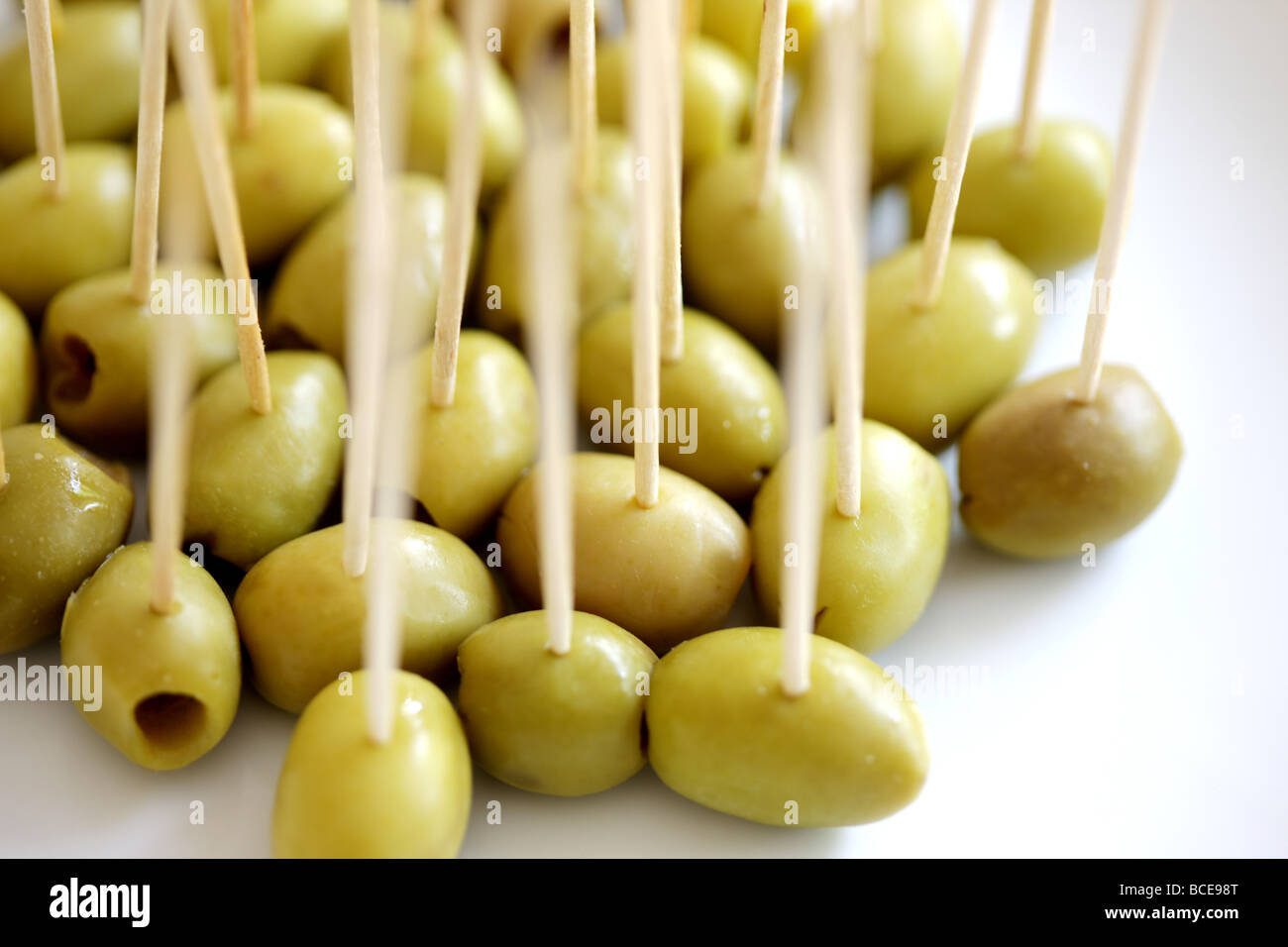 Green Olives on Cocktail Sticks Stock Photo - Alamy