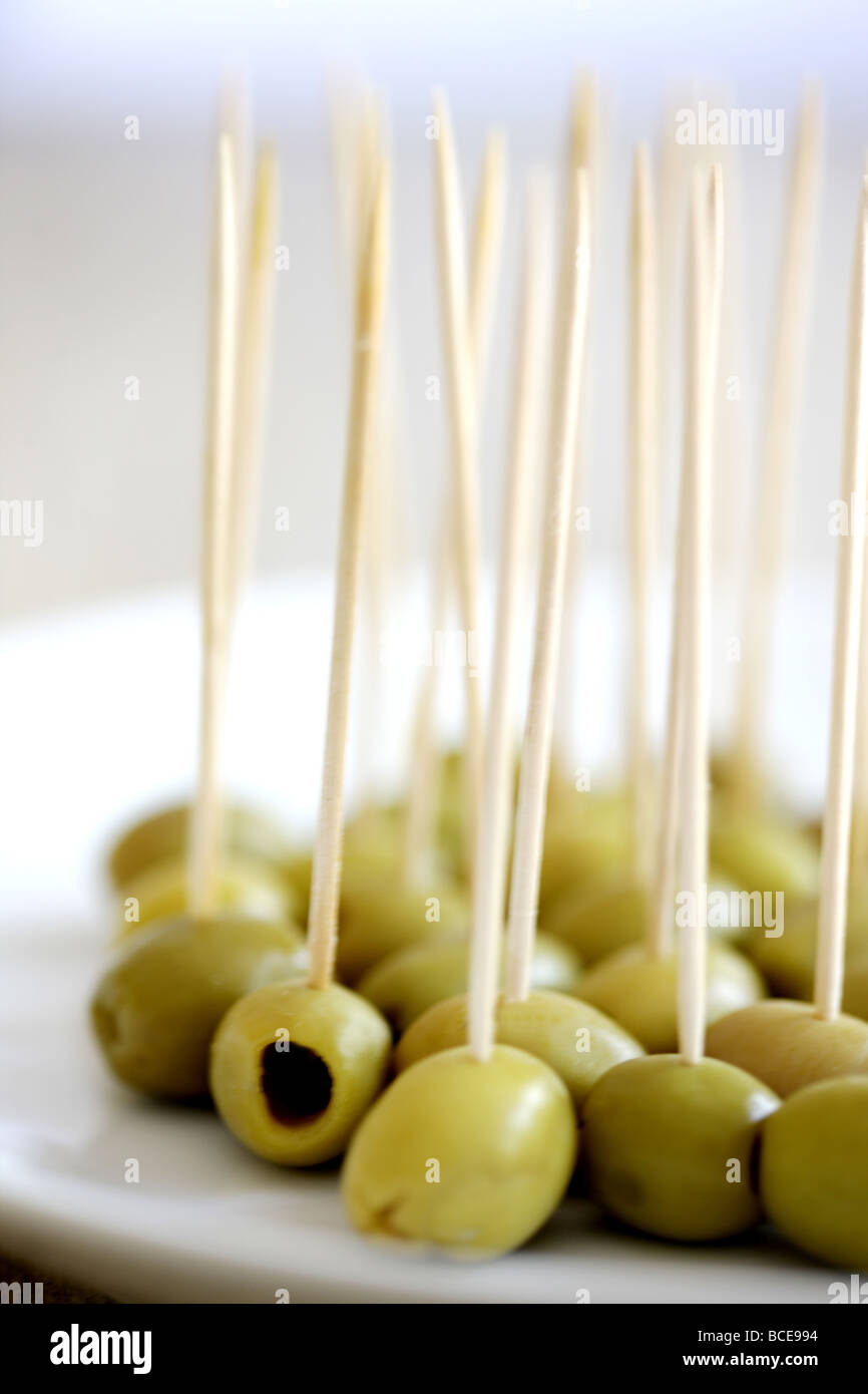 Green Olives on Cocktail Sticks Stock Photo - Alamy