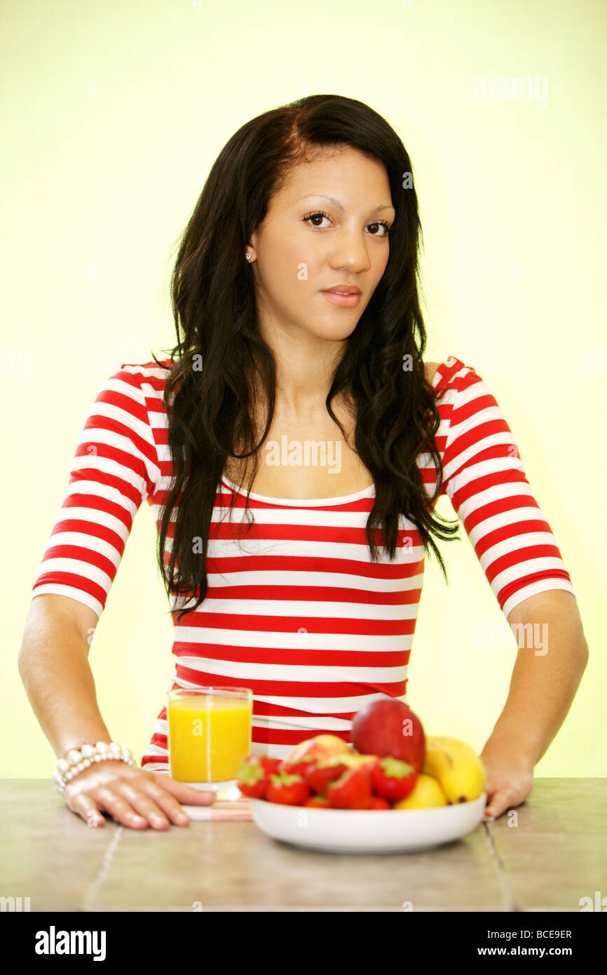 Young Woman With Healthy Breakfast Model Released Stock Photo - Alamy