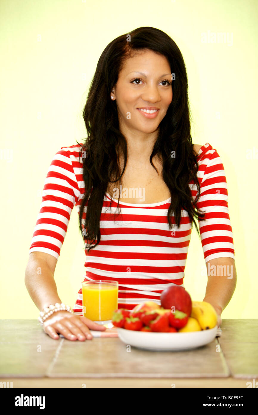 Young Woman With Healthy Breakfast Model Released Stock Photo - Alamy