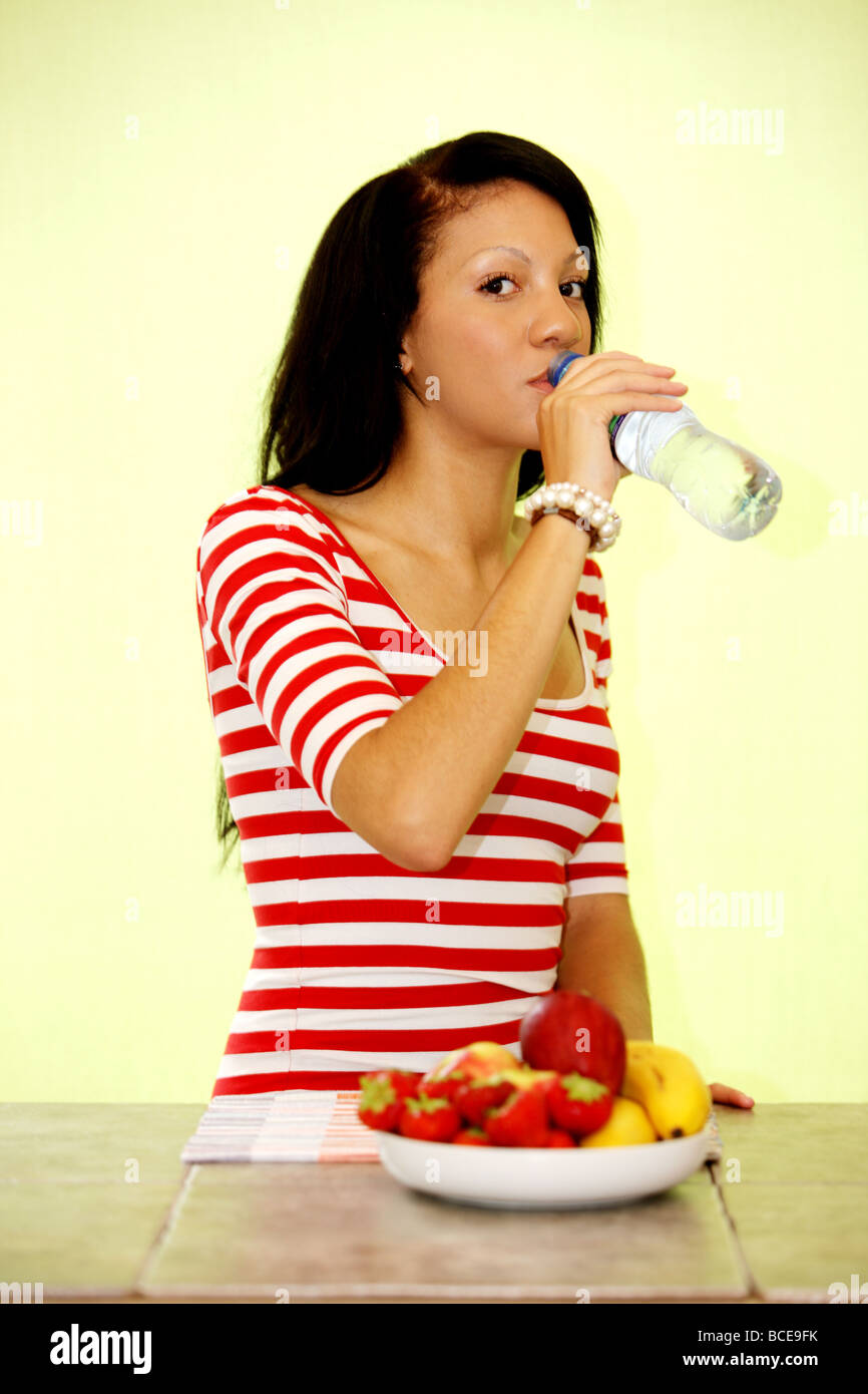 Healthy Young Woman Drinking Water Model Released Stock Photo - Alamy
