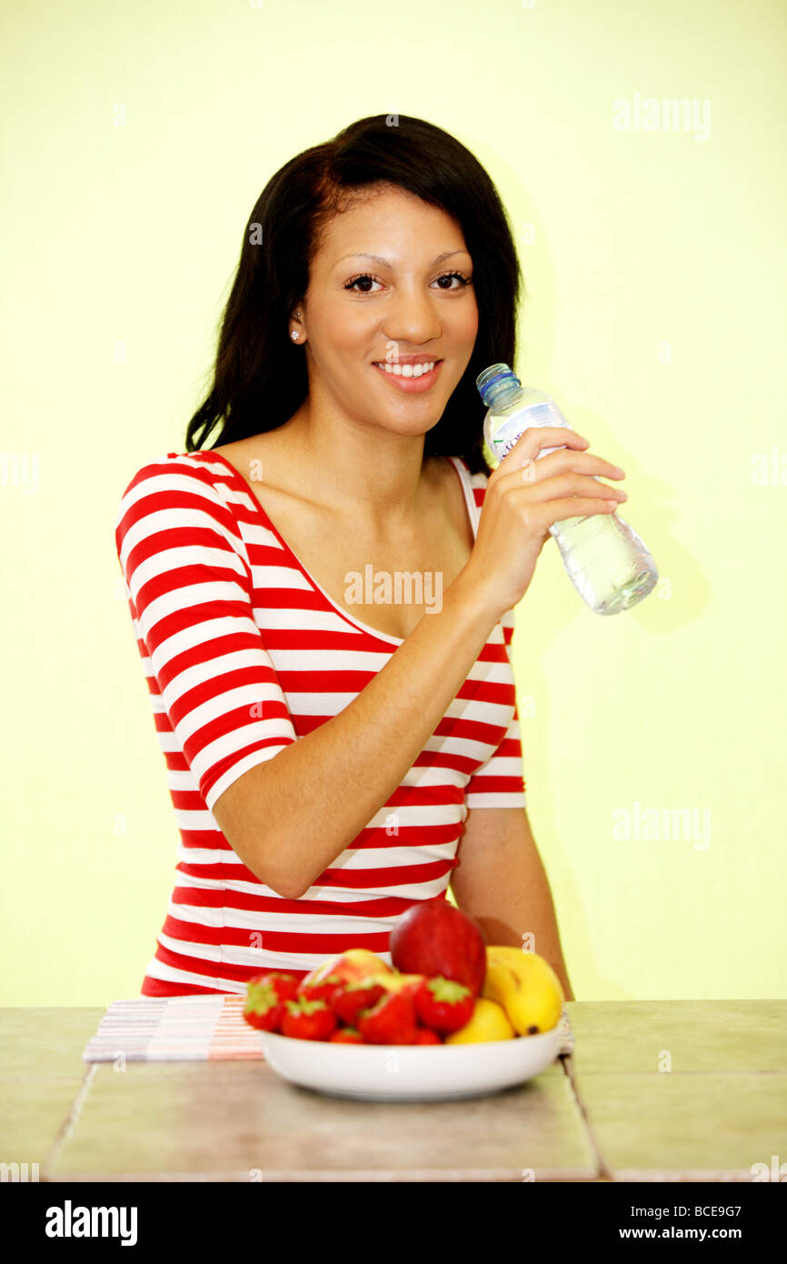 Healthy Young Woman Drinking Water Model Released Stock Photo - Alamy